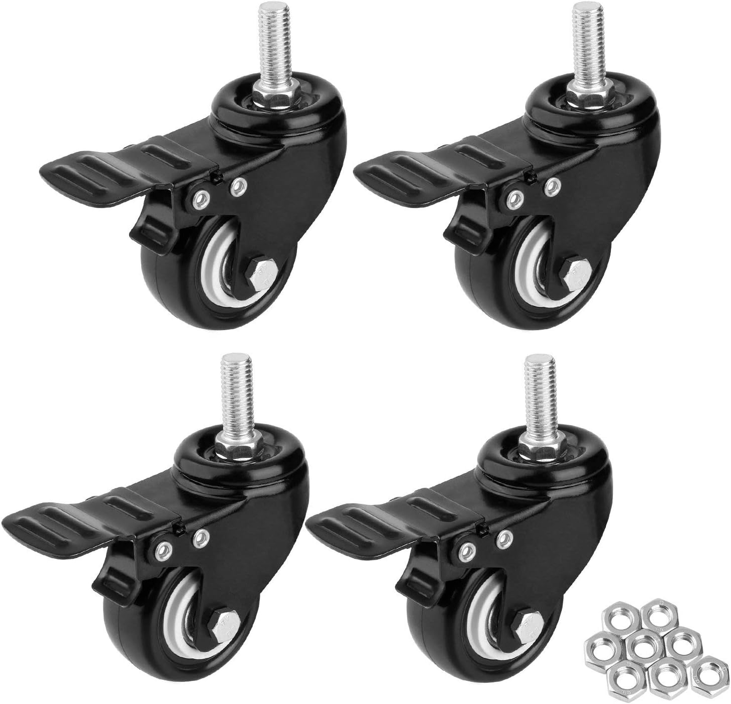Swivel Casters with Brake - Heavy Duty Rubber Casters for Hand Cart ...