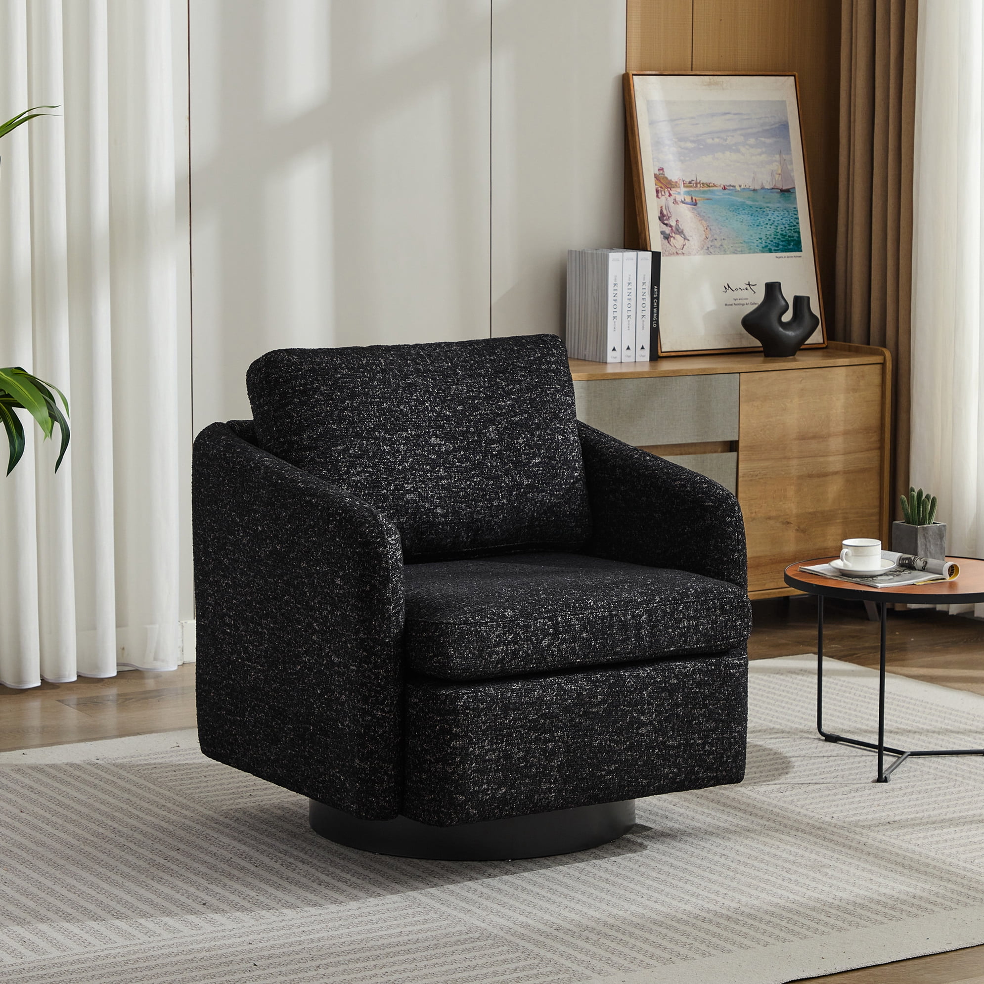 Swivel Chair 31.5"w, Cozy Round Accent . 360 Degree Spin, Chenille ...