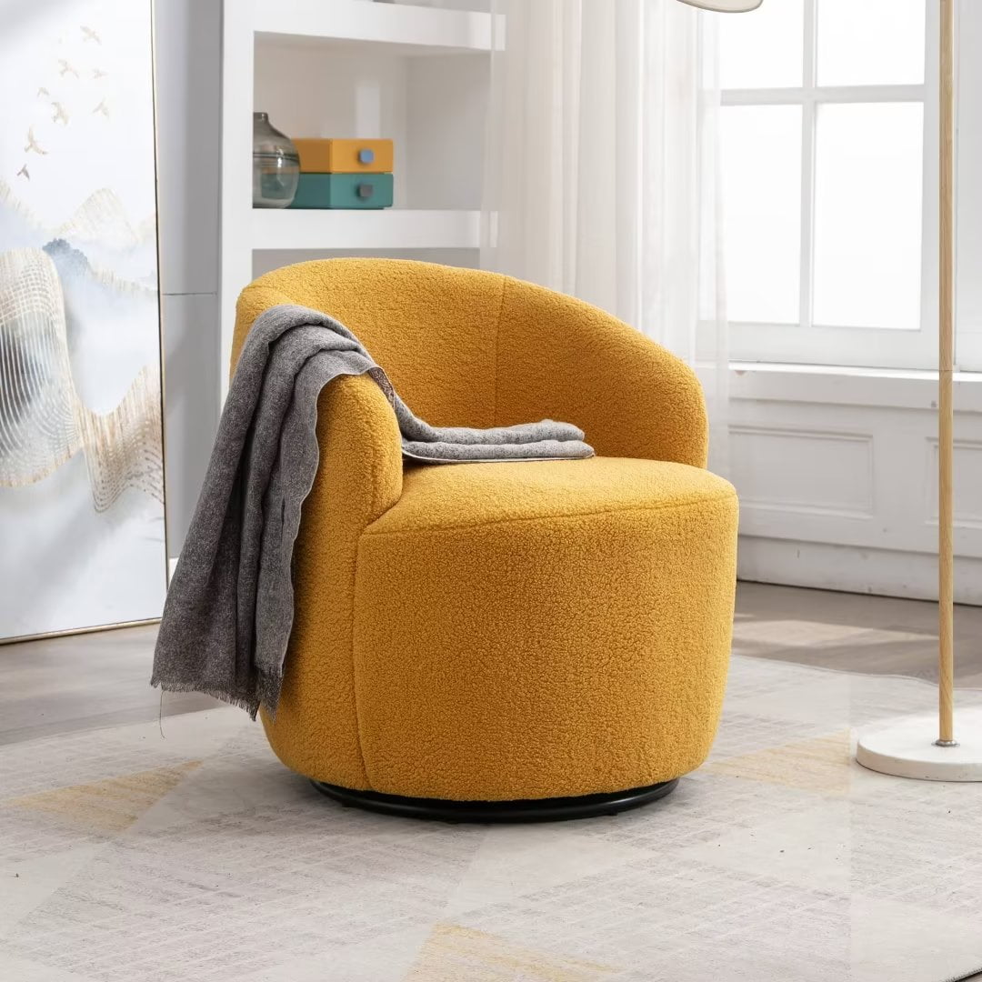 Swivel Chair, Swivel Barrel Accent Sofa Chair, Modern Teddy Fabric Club ...