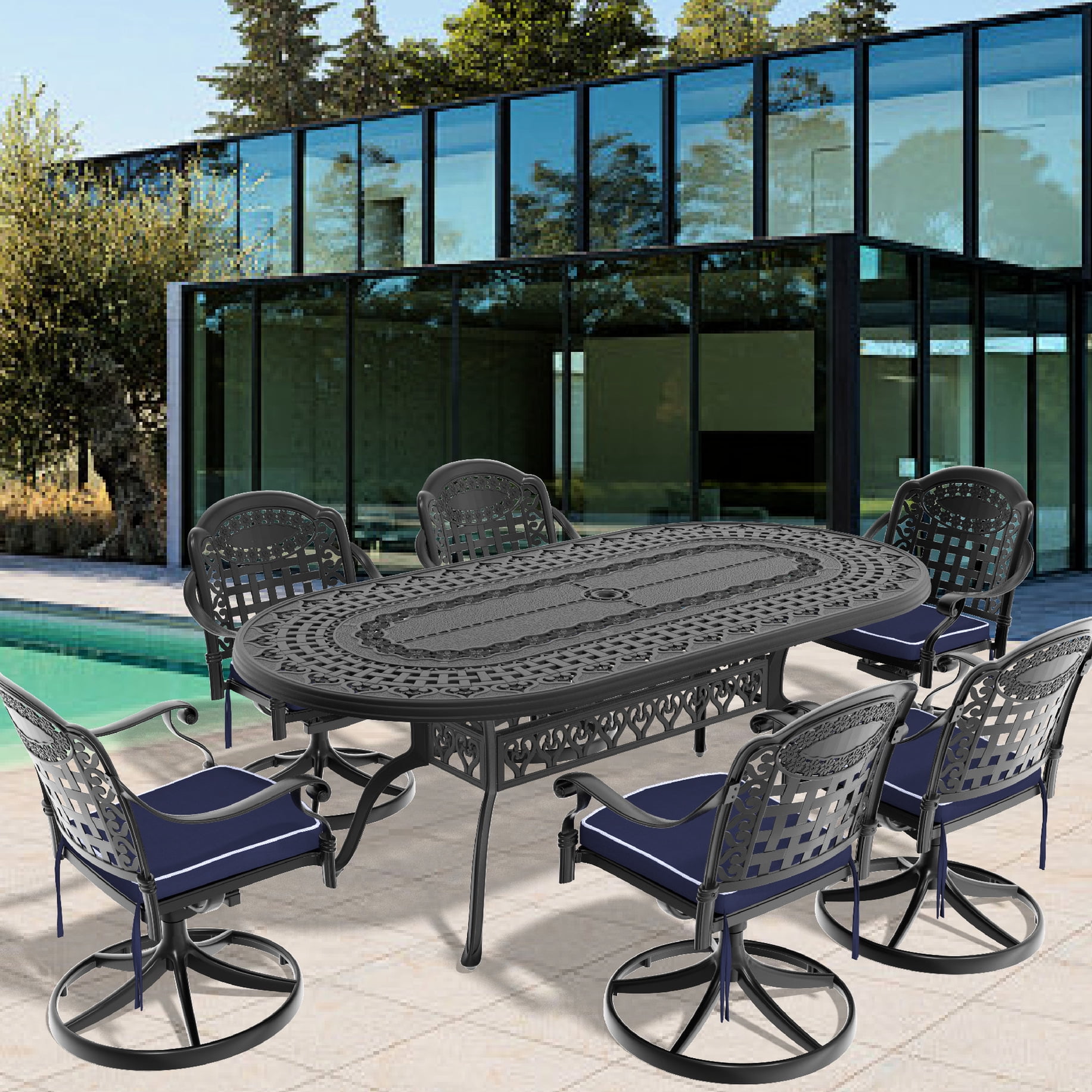 Swivel Chair & Oval Tabletop - Backyard Gathering with a Spacious Setup ...