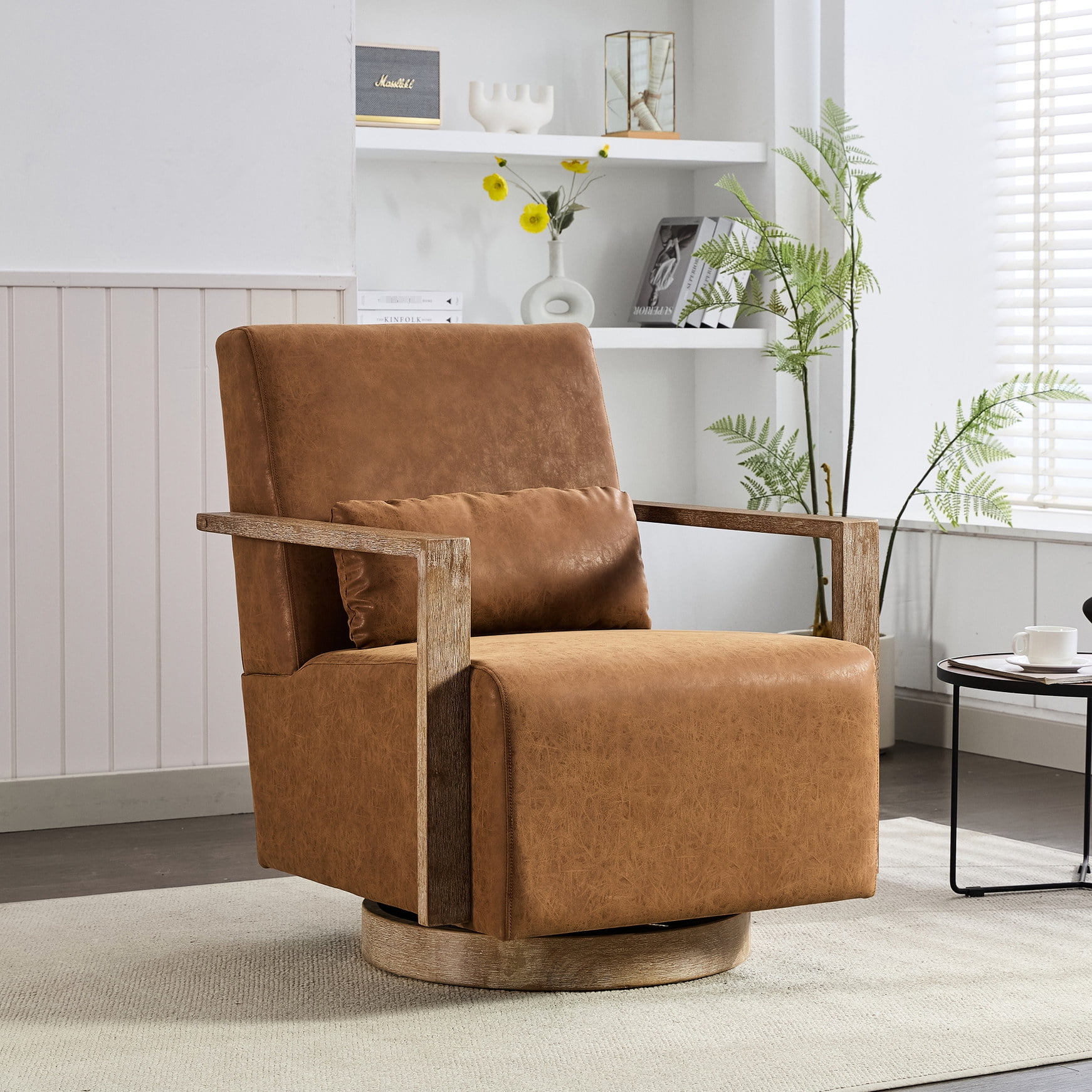 Swivel Chair with Distinctive Sponge - Filled Seat and Solid Wood ...