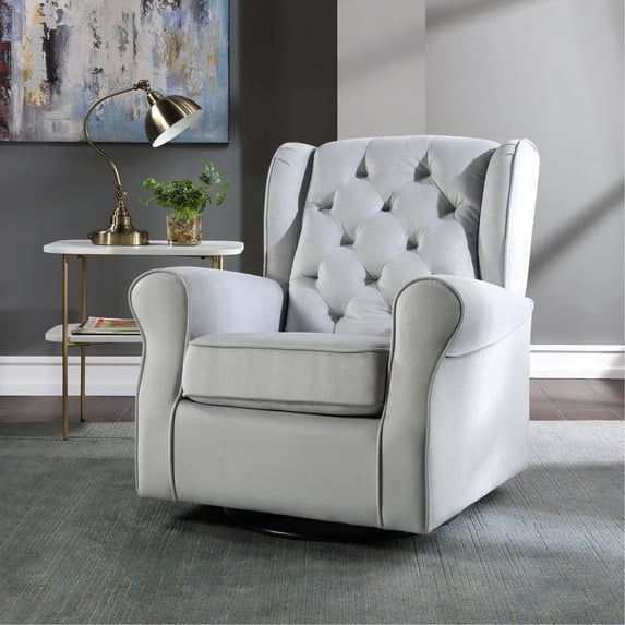 Swivel Chair with Glider in Grey | Rocking Comfort in Main Living Space ...