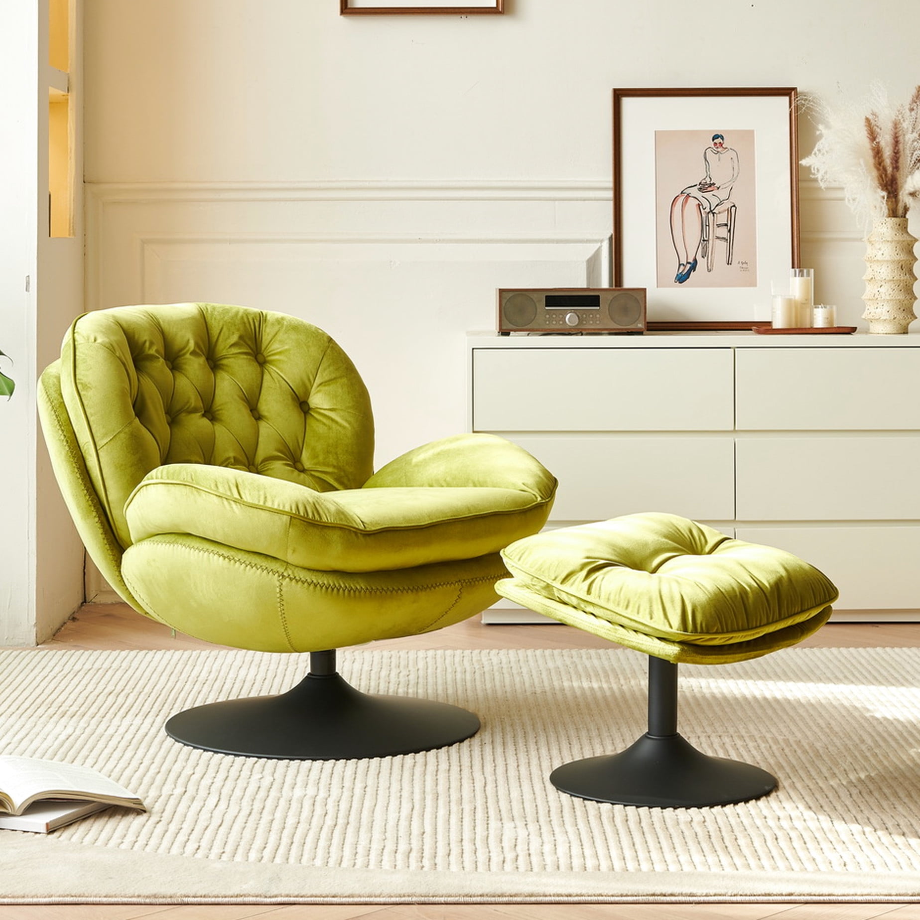 Swivel Chair with Incline Ottoman | 360° Rotation for Relaxing in ...