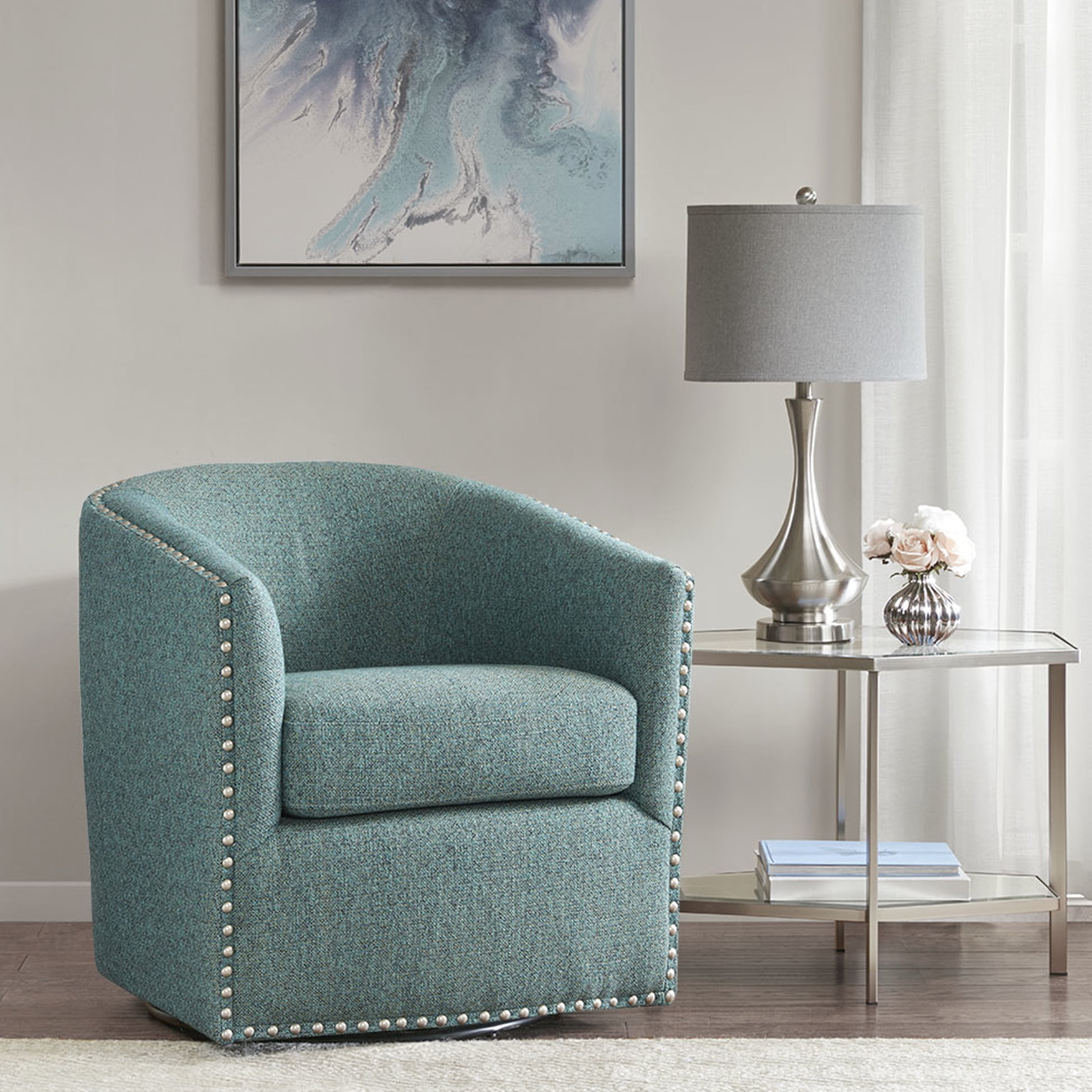Swivel Console Chair: 360° Function, 300 Lbs Max Capacity, Teal Fabric ...