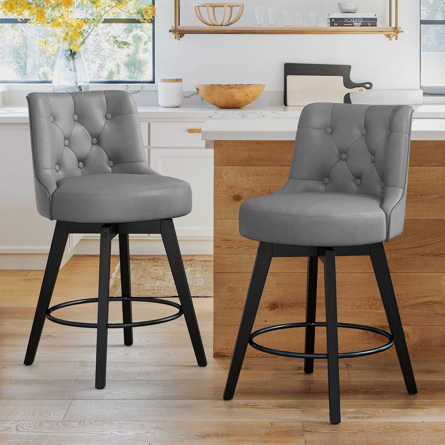 Swivel Counter Height Bar Stools Set of 2 26" H Modern Counter Stools ...