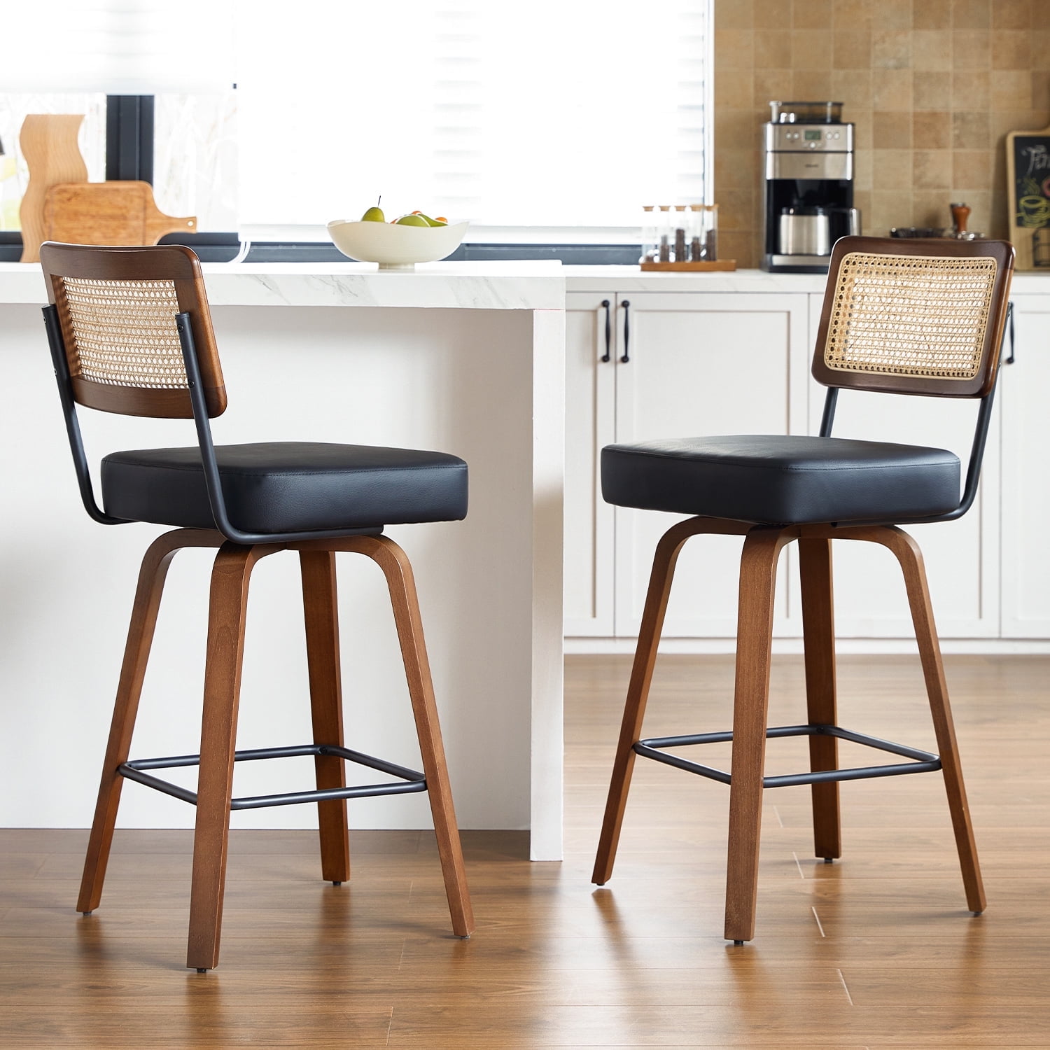 Swivel Counter Height Bar Stools Set of 2,Mid Century Modern Barstools ...