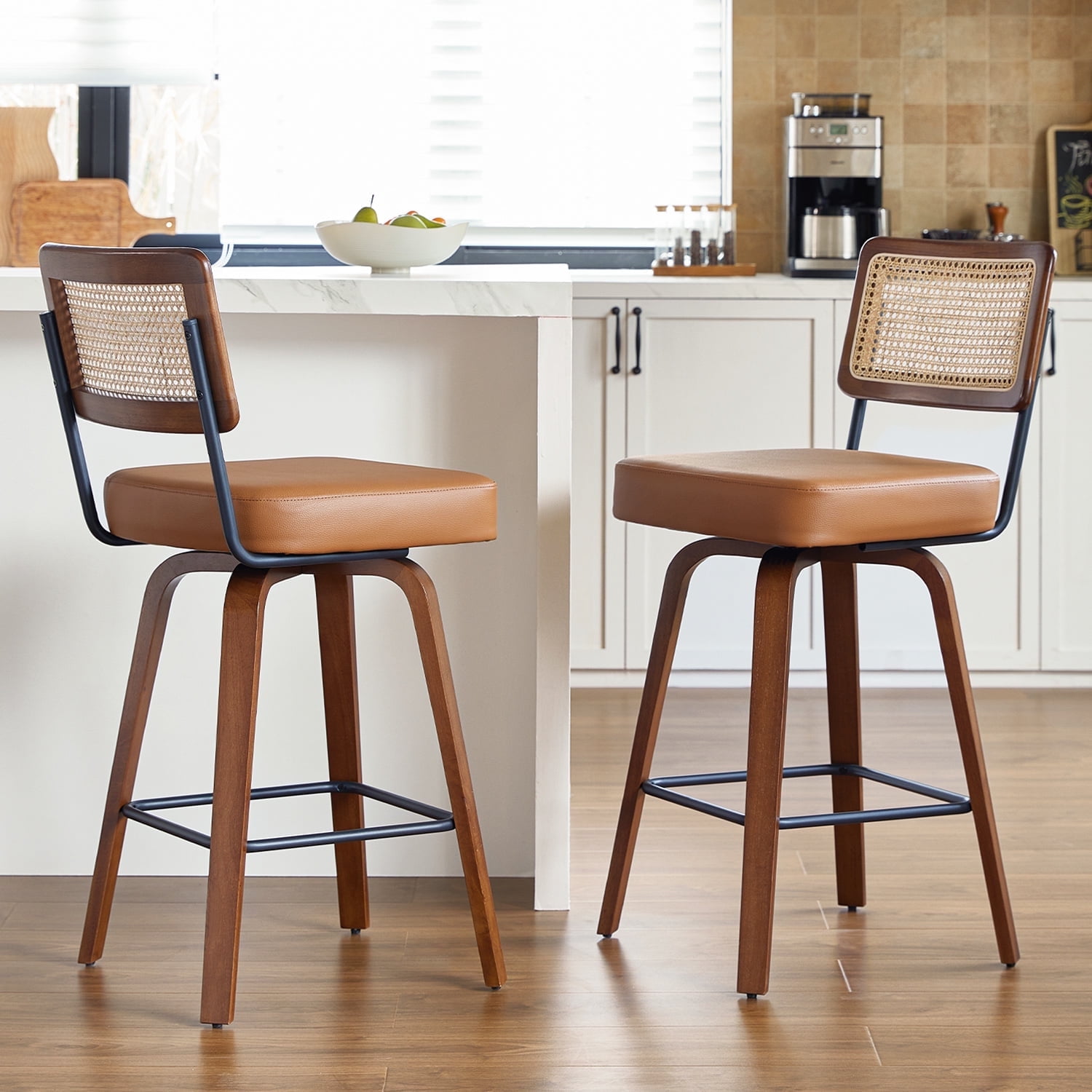 Swivel Counter Height Bar Stools Set of 2,Mid Century Modern Barstools ...
