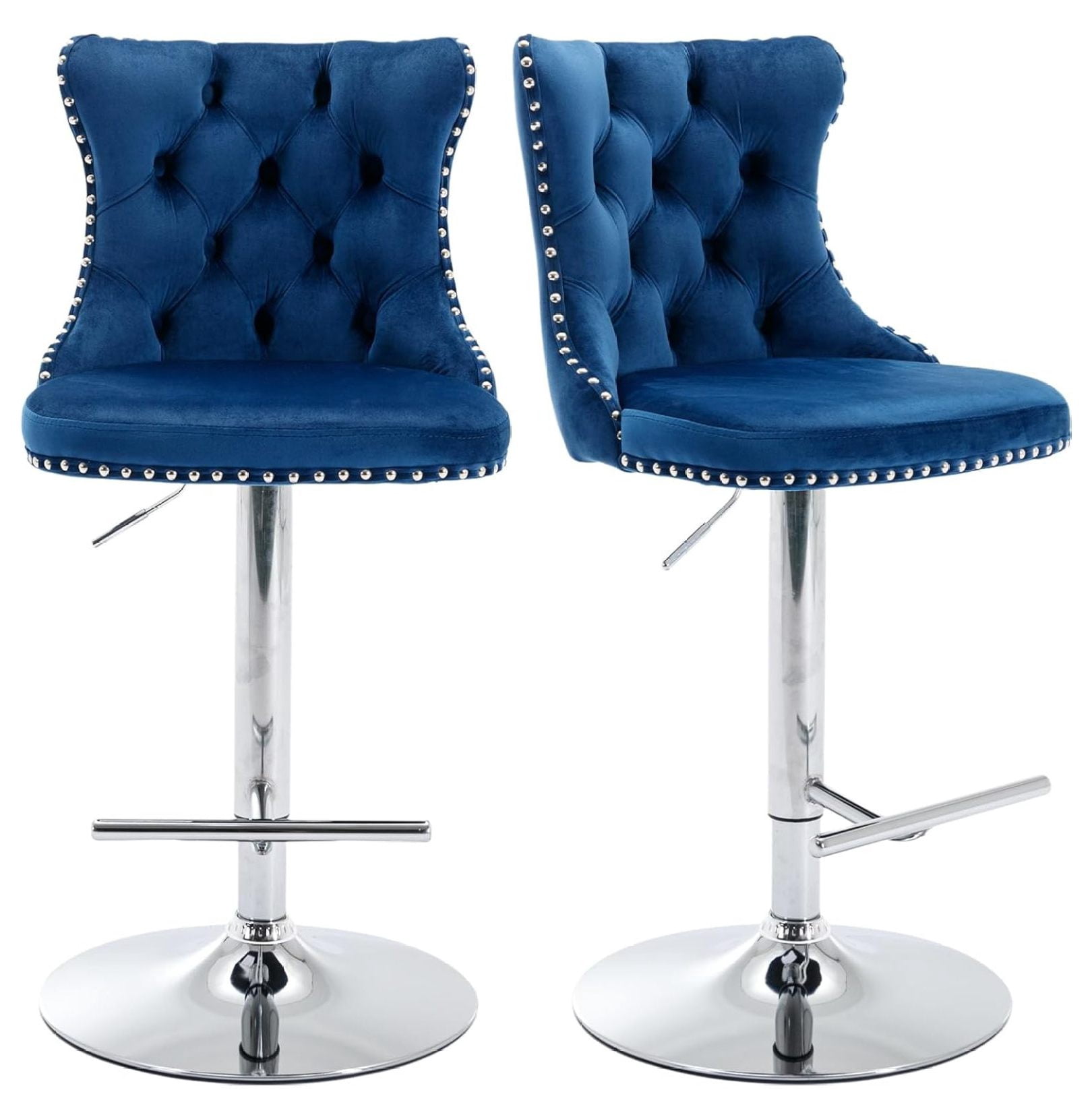 Swivel Counter Height Bar Stools Set of 2, Navy Kitchen Island ...