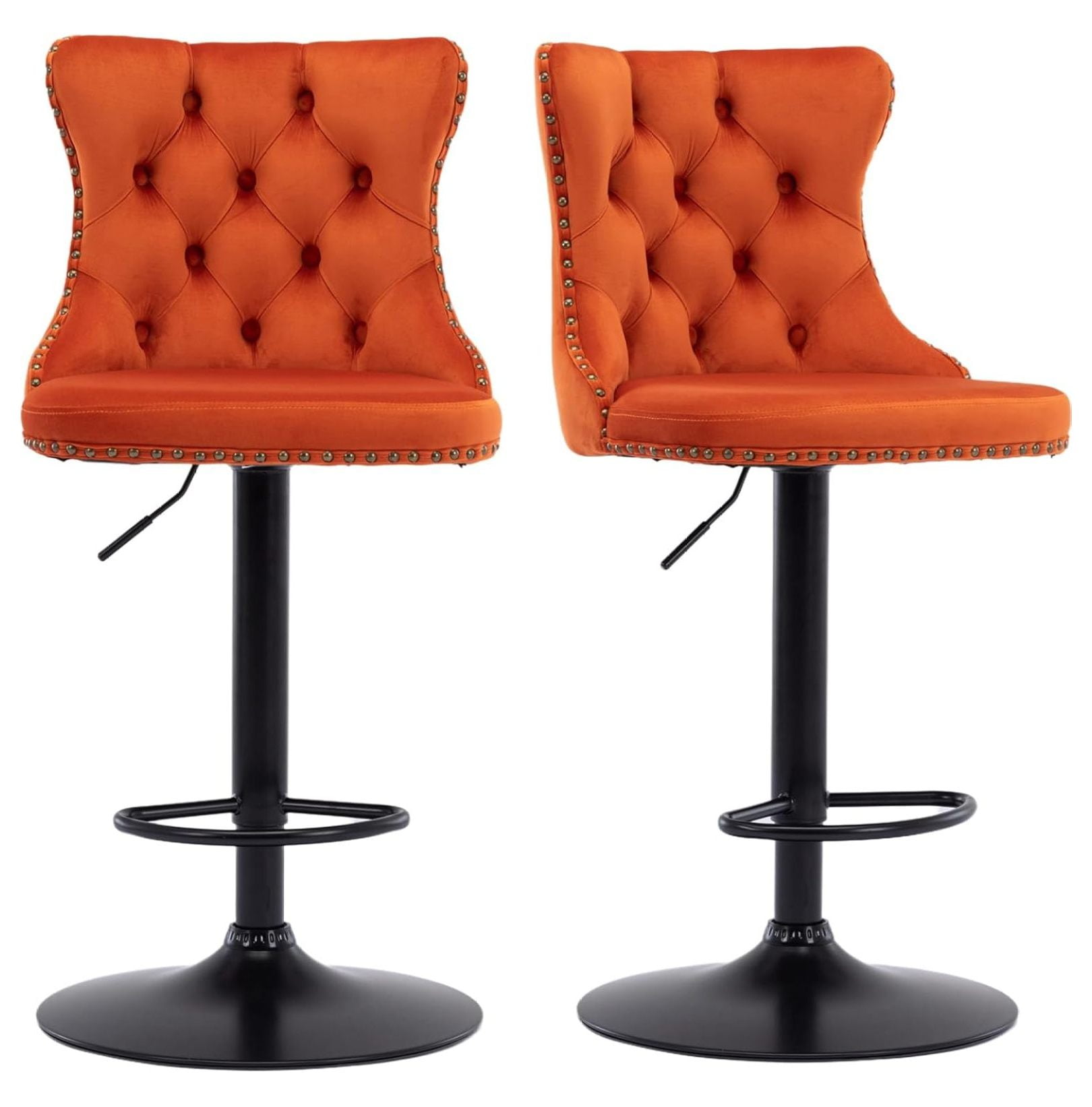 Swivel Counter Height Bar Stools Set of 2, Orange Kitchen Island ...