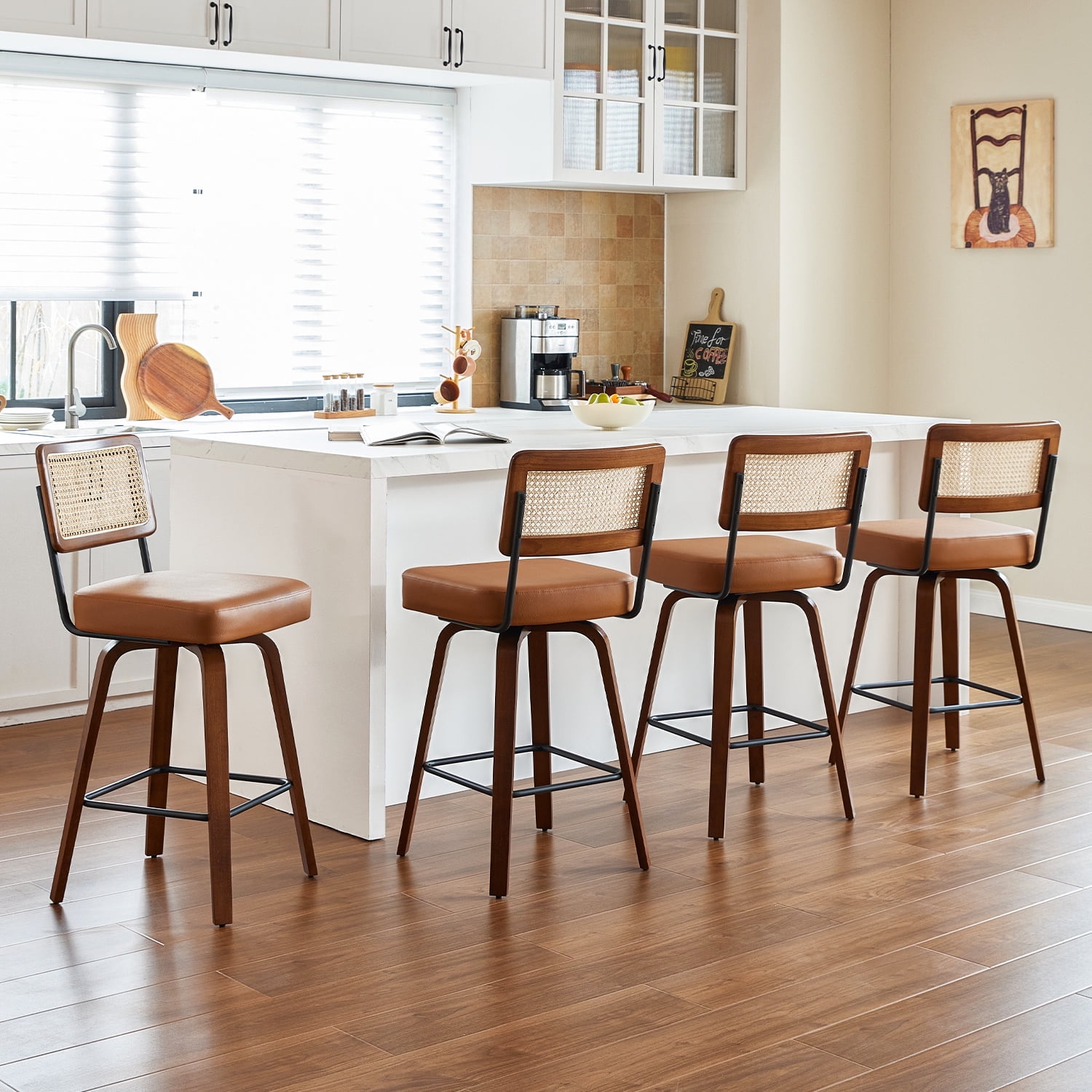 Swivel Counter Height Bar Stools Set of 3,Mid Century Modern Barstools ...