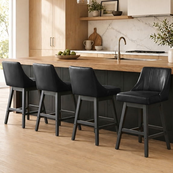 Swivel Counter Height Bar Stools, Set of 4, 27'' Modern Bar Stool with ...