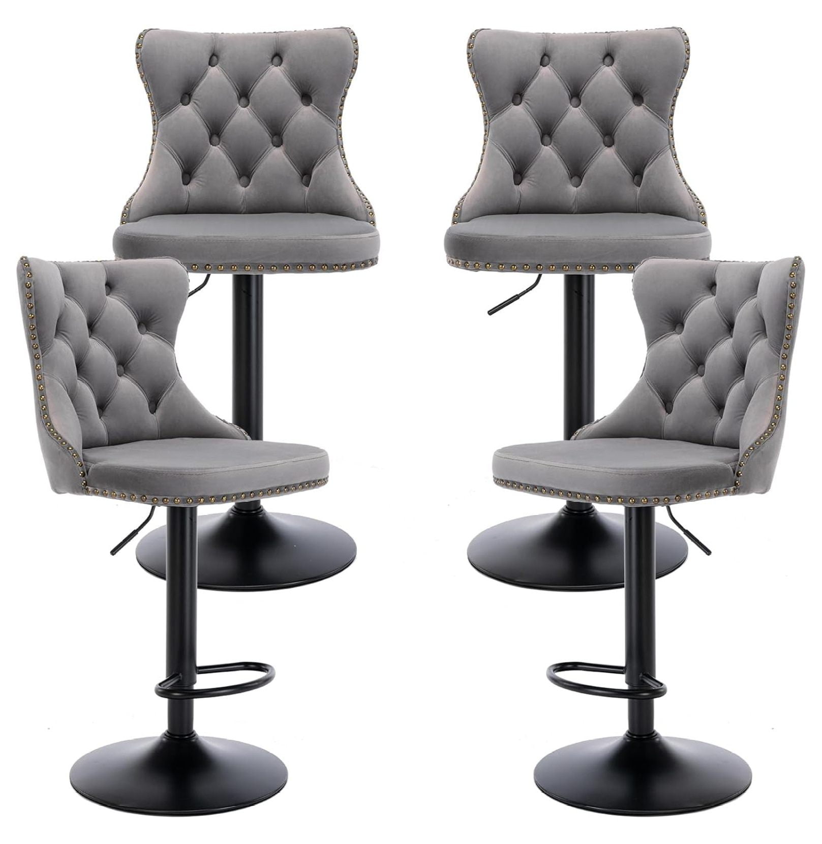 Swivel Counter Height Bar Stools Set of 4, Gray Kitchen Island ...