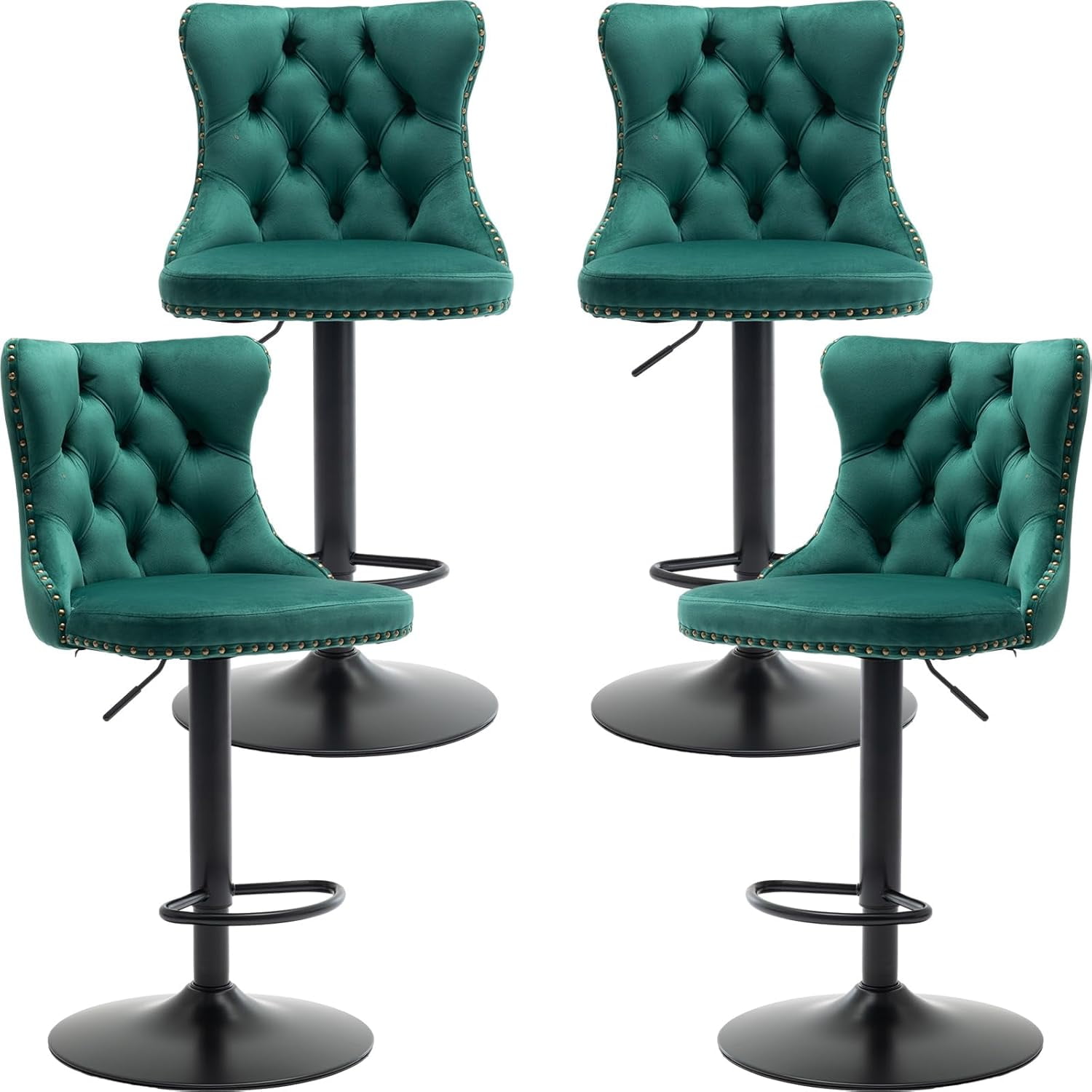 Swivel Counter Height Bar Stools Set of 4, Green Kitchen Island ...