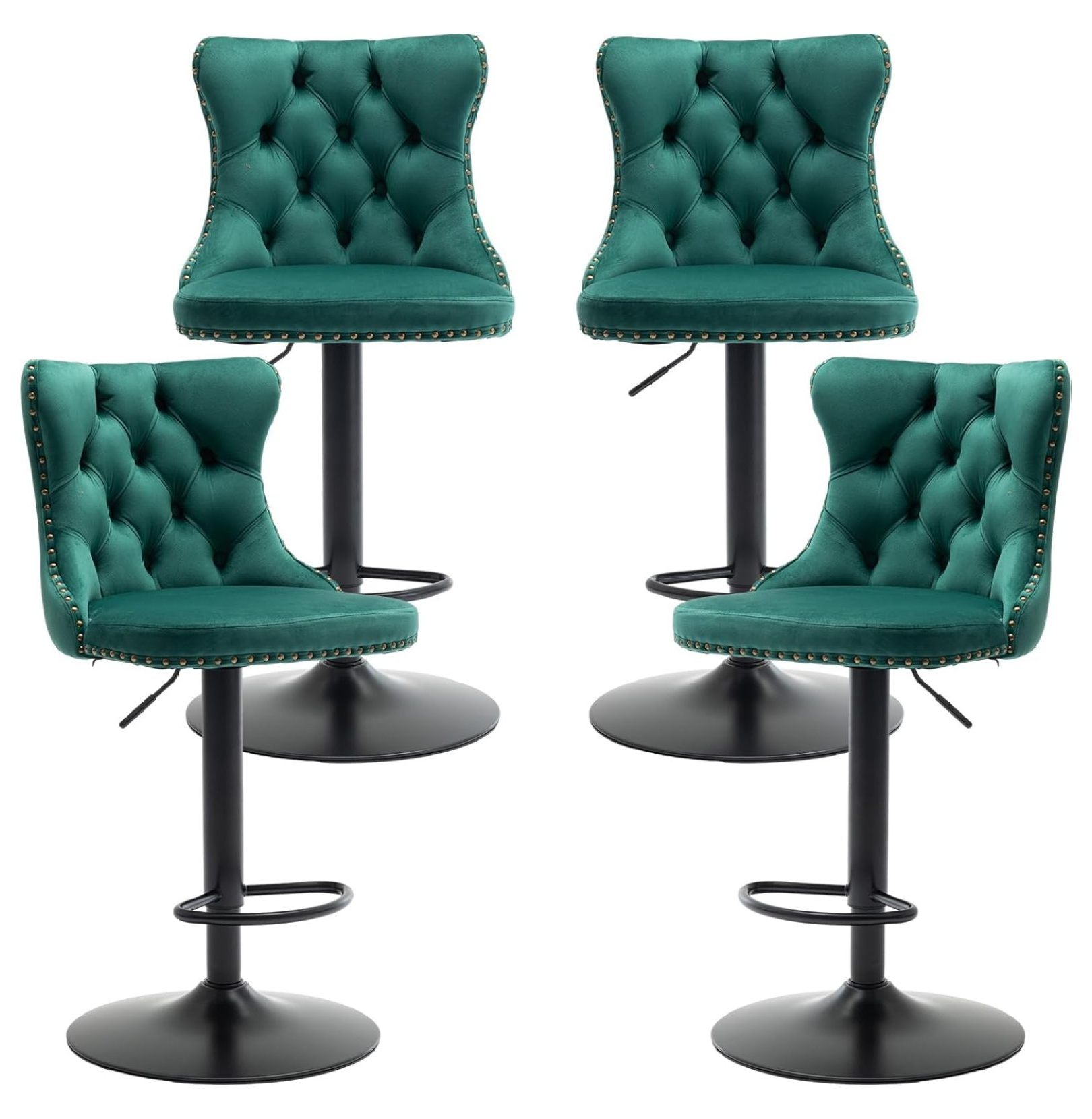 Swivel Counter Height Bar Stools Set of 4, Green Kitchen Island ...