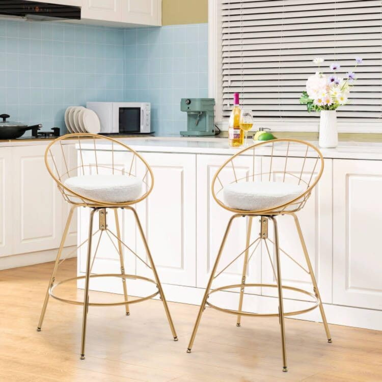 Swivel Counter Height Bar Stools with Back Kitchen Bar Chair Stools ...