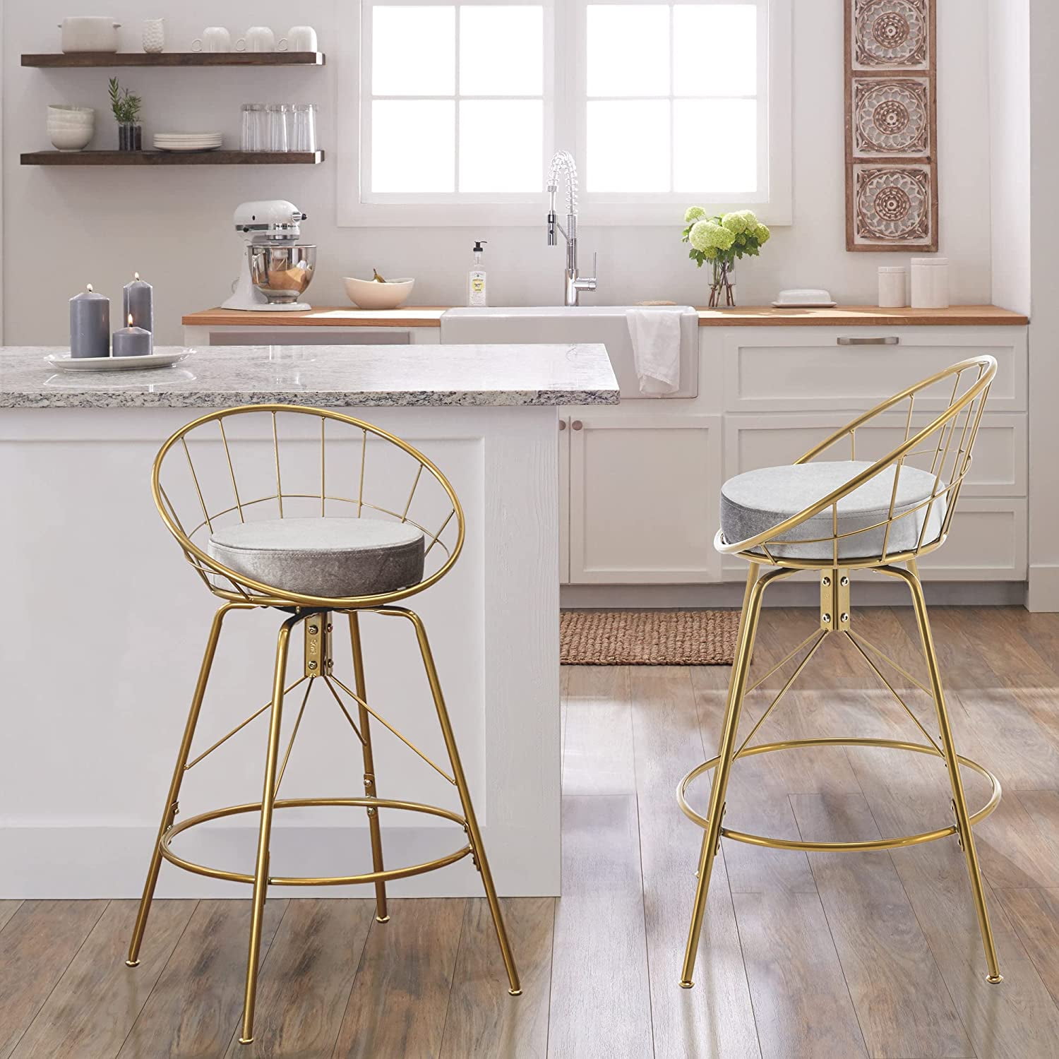 Swivel Counter Height Bar Stools with Back Kitchen Bar Chair Stools ...