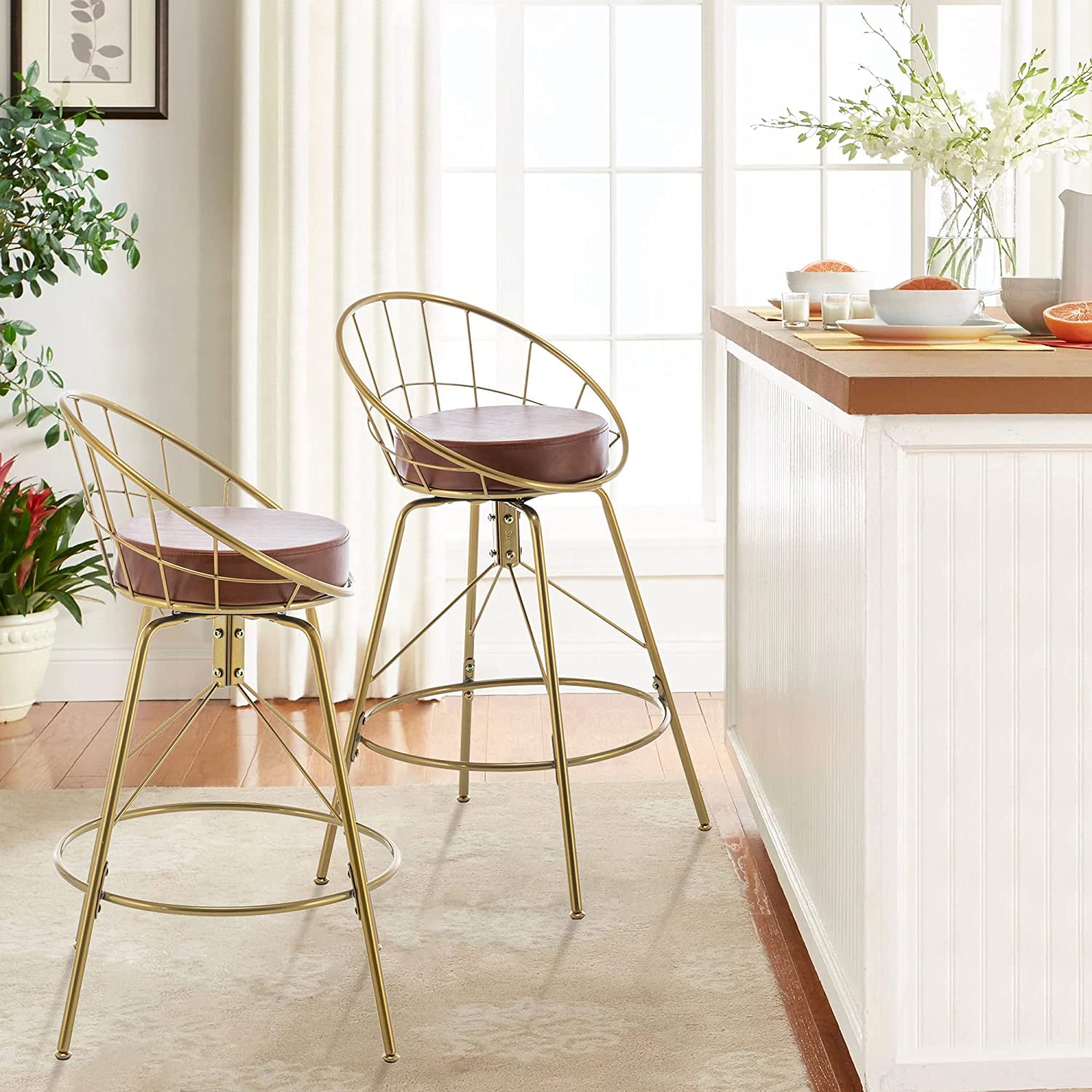 Swivel Counter Height Bar Stools with Back Kitchen Bar Chair Stools ...