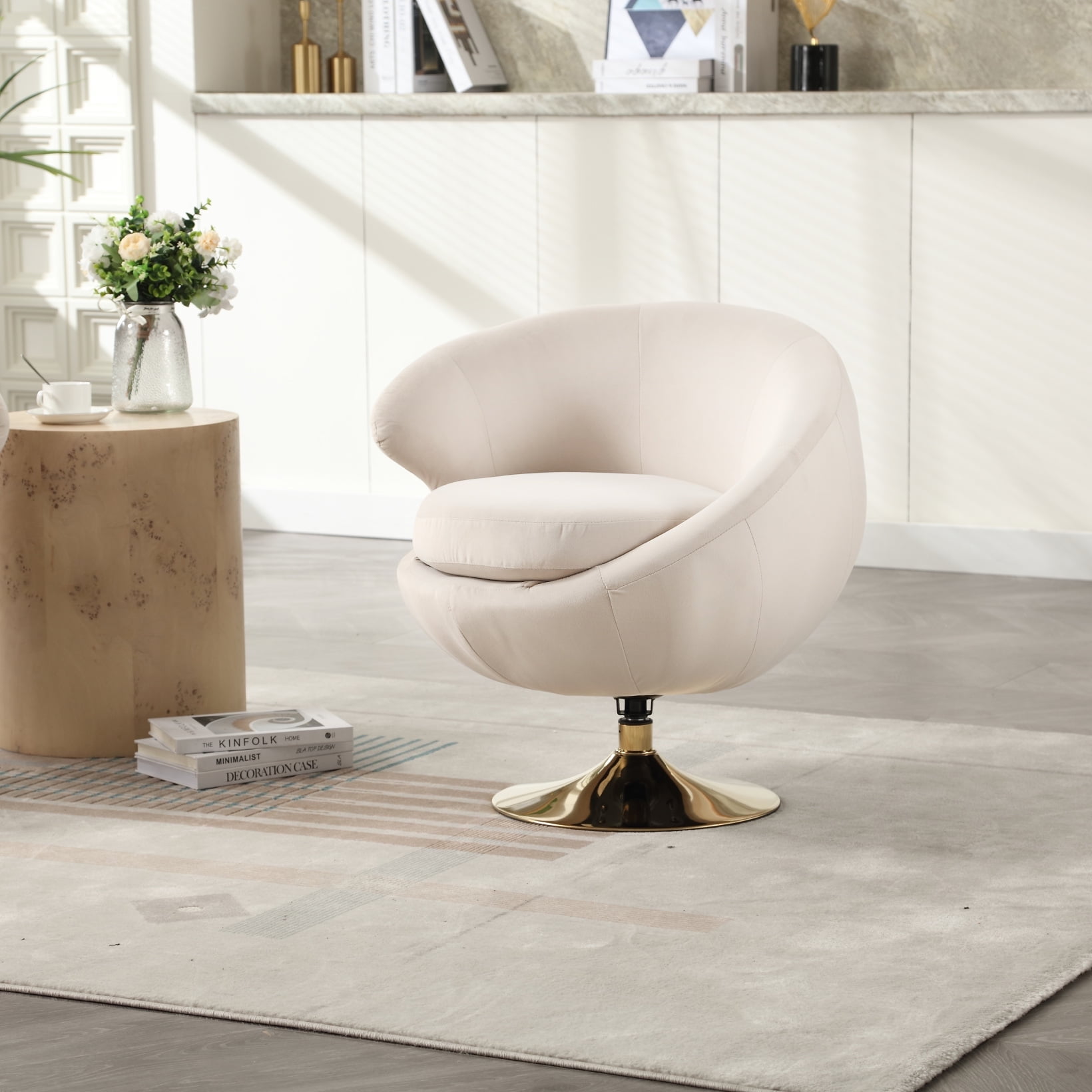 Swivel Cuddle Barrel Chair, 360 Degree Round Accent Chair Armchairs ...