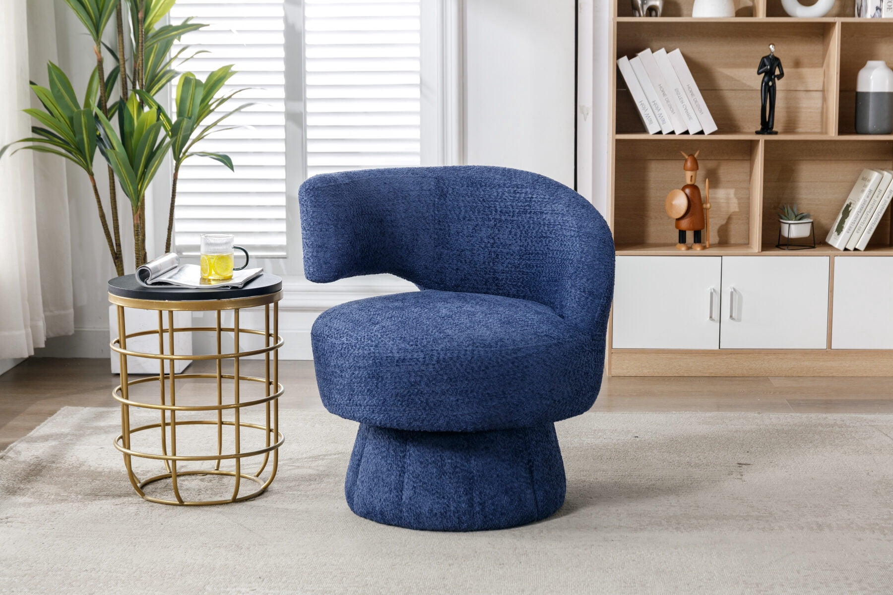 Swivel Cuddle Barrel Chairs, Fluffy Fabric Accent Chair, Upholstered ...