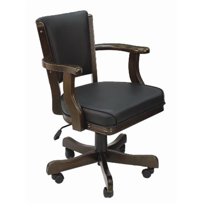 Swivel Cushioned Game Table Arm Chair with Casters - Cappuccino ...