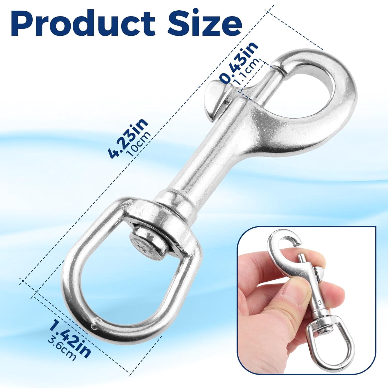 Swivel Eye Bolt Snap Hook, Mount 316 Stainless Steel with Rubber Pad ...