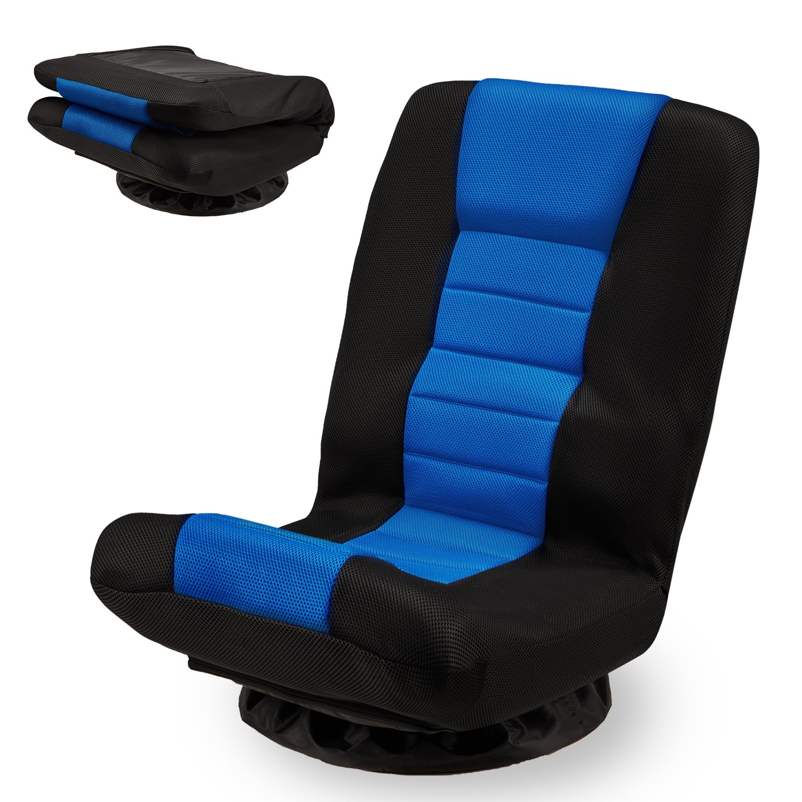 Swivel Floor Gaming Chair, Folding Video Reclining Sofa w/6 Adjustable ...