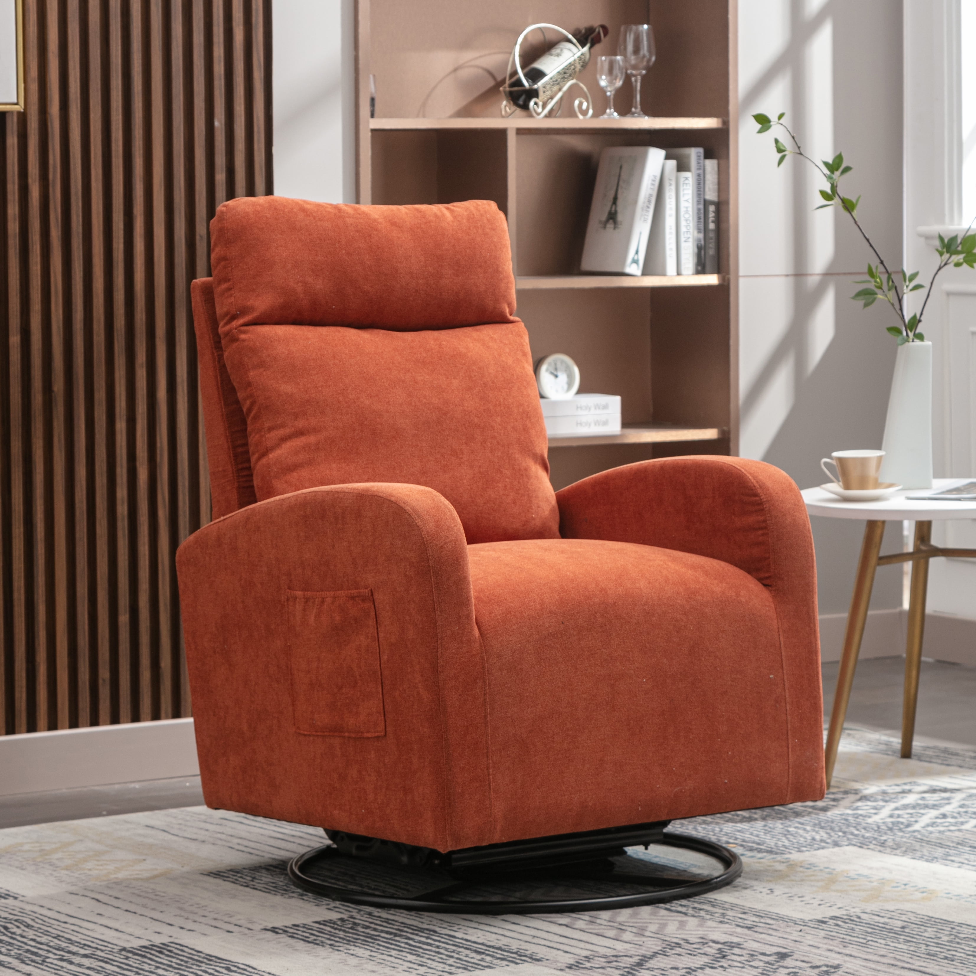 Swivel Glider Chair for Nursery, Upholstered Rocker Chair with High ...