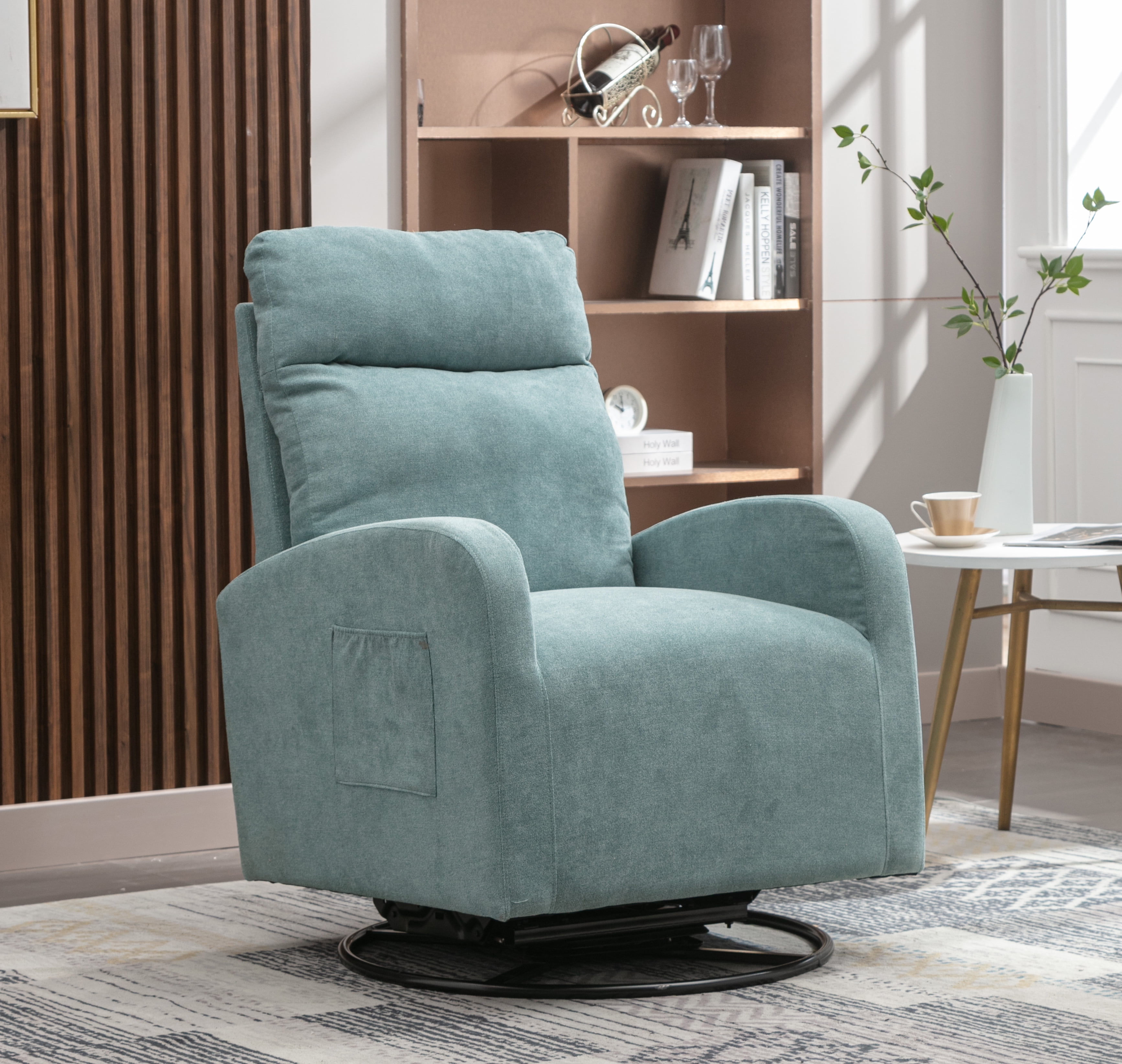 Swivel Glider Chair for Nursery, Upholstered Rocker Chair with High ...