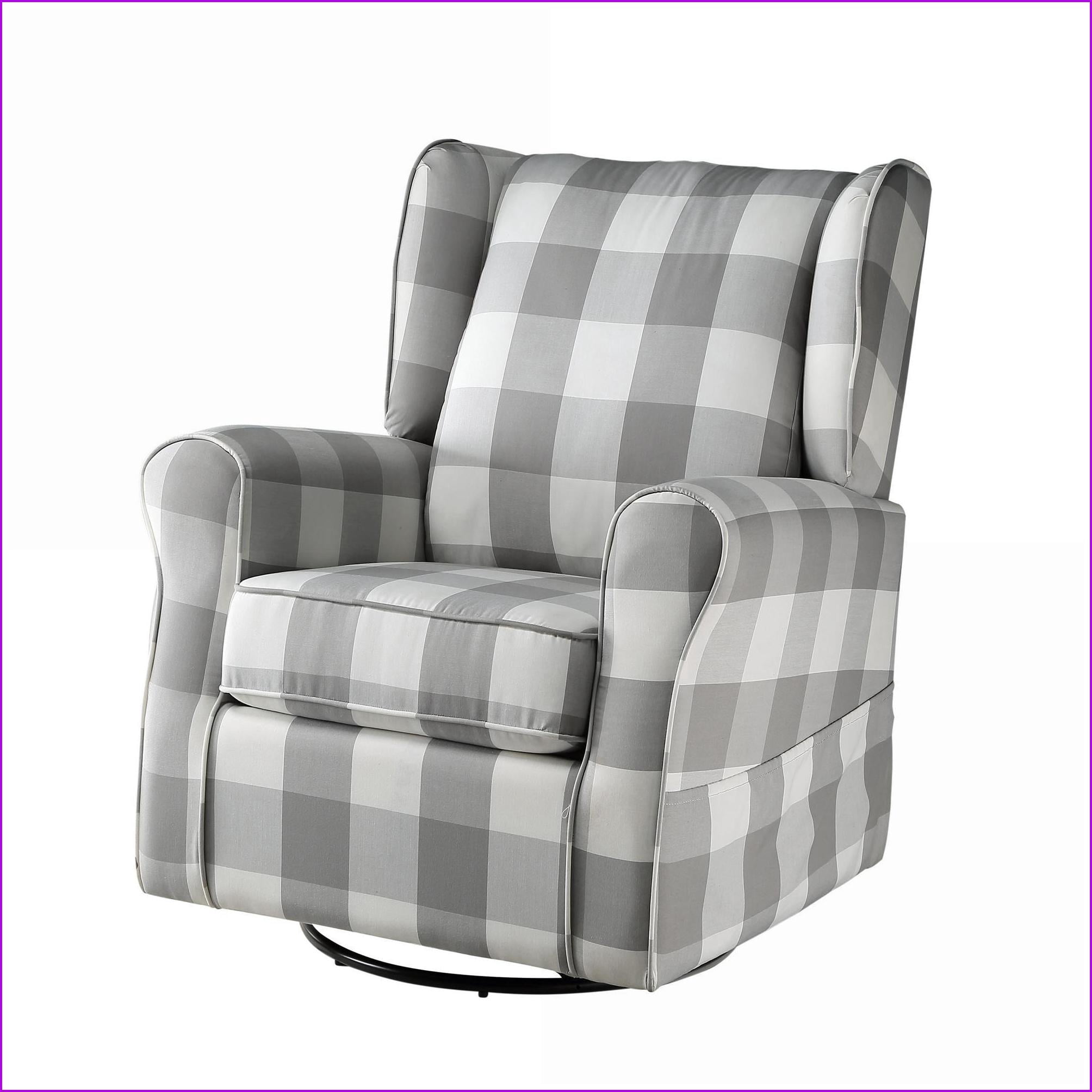 Swivel Glider Chair, Traditional Wingback Rolled Arm, Light Gray & Off ...