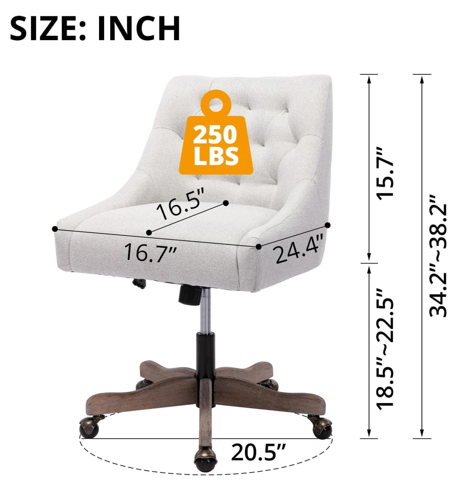 Swivel Home Office Chair, Modern Fabric Upholstered Tufted Accent ...