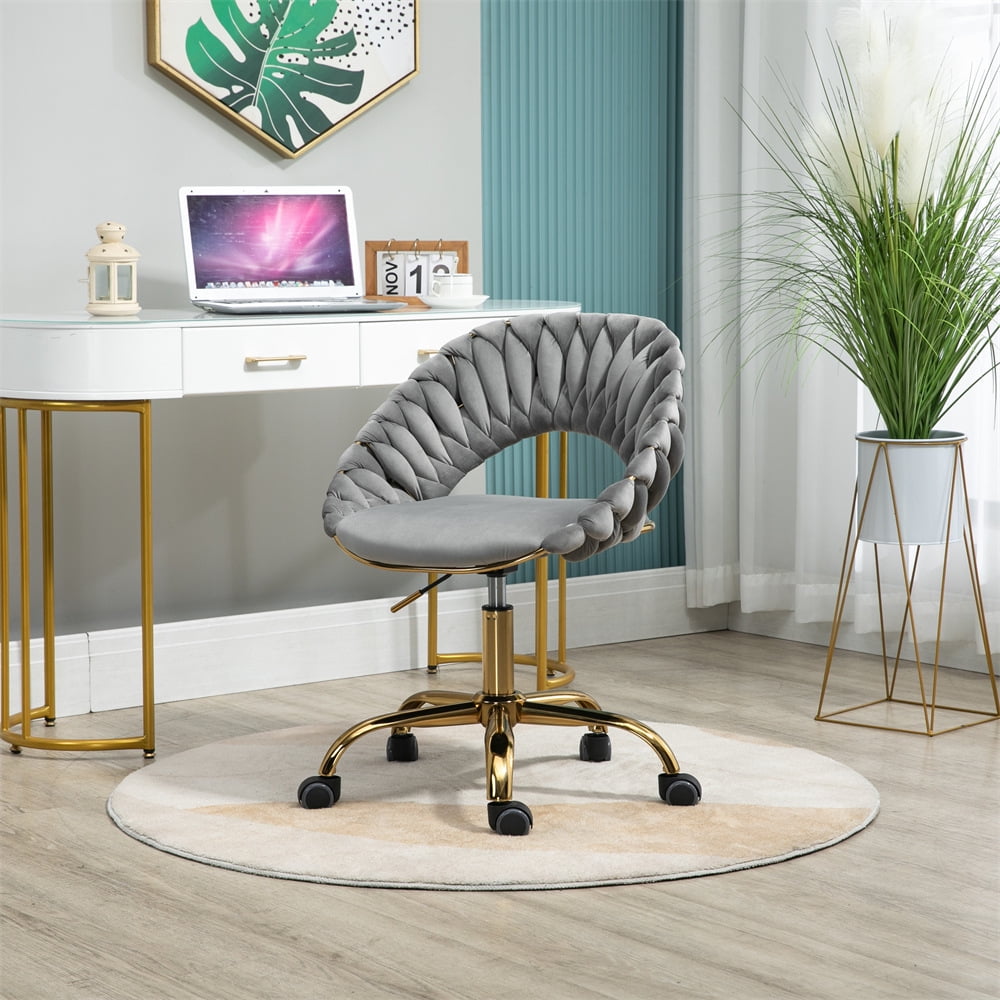 Swivel Home Office Chair, Velvet Upholstered Computer Chair with ...