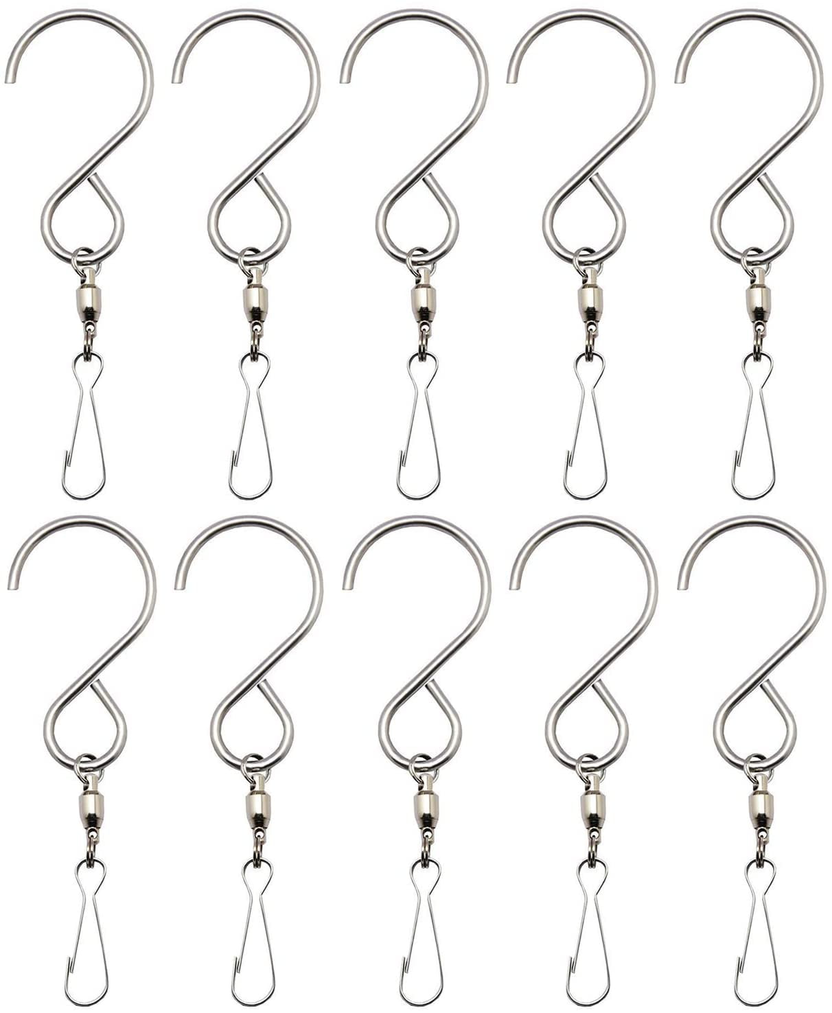 Swivel Hook Clips,10 Pack Stainless Steel S Hooks Rotating Swivel Hooks ...