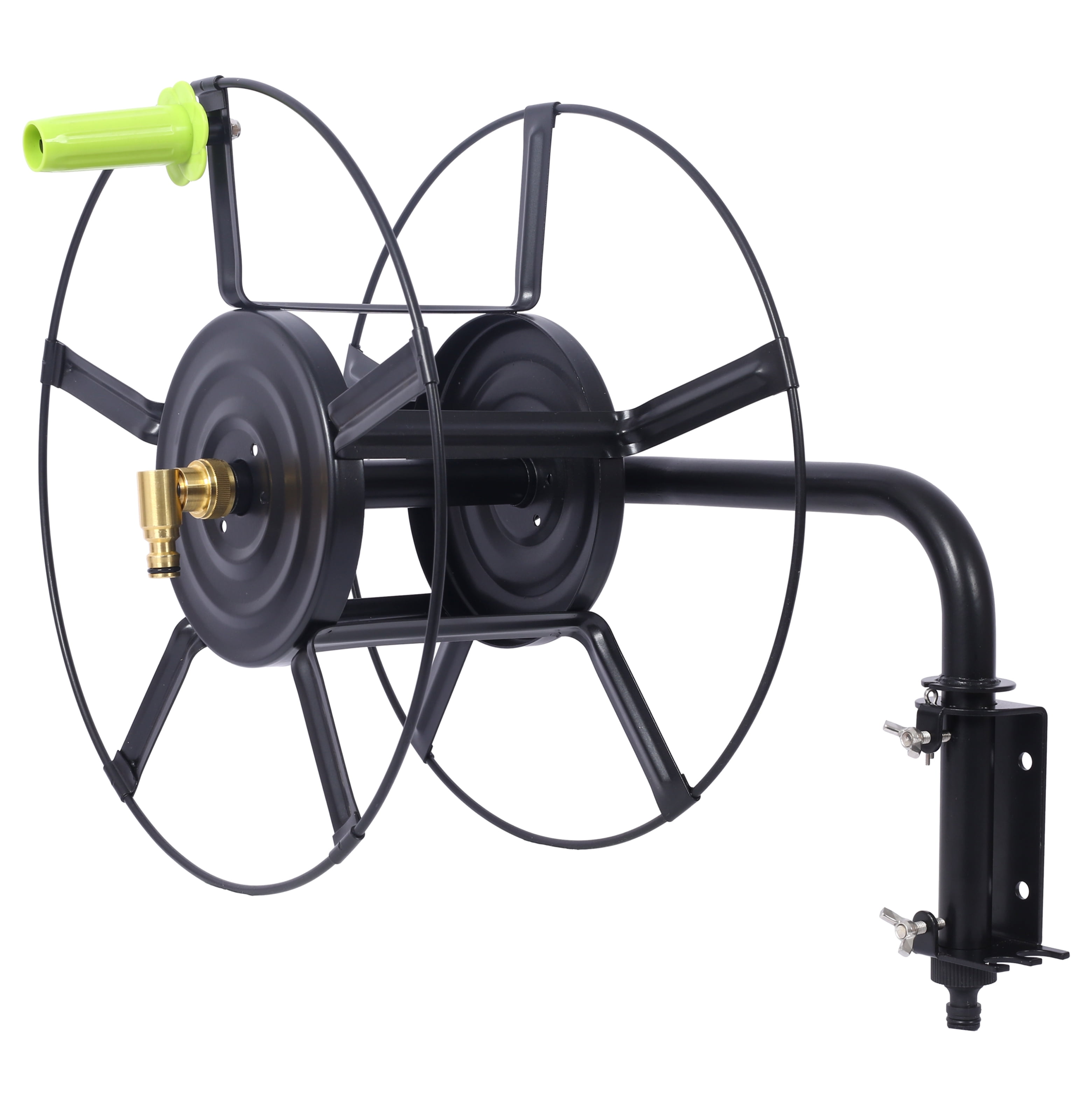 Swivel Hose Reel Wall Mount, 180° Pivot Hose Hanger for Garden Storage, Heavy Duty Steel Hose ...
