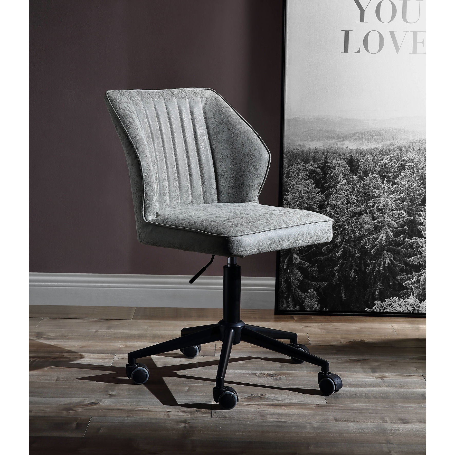 Swivel Lift Office Chair / Suitable for Small Office Spaces / Gray Faux ...