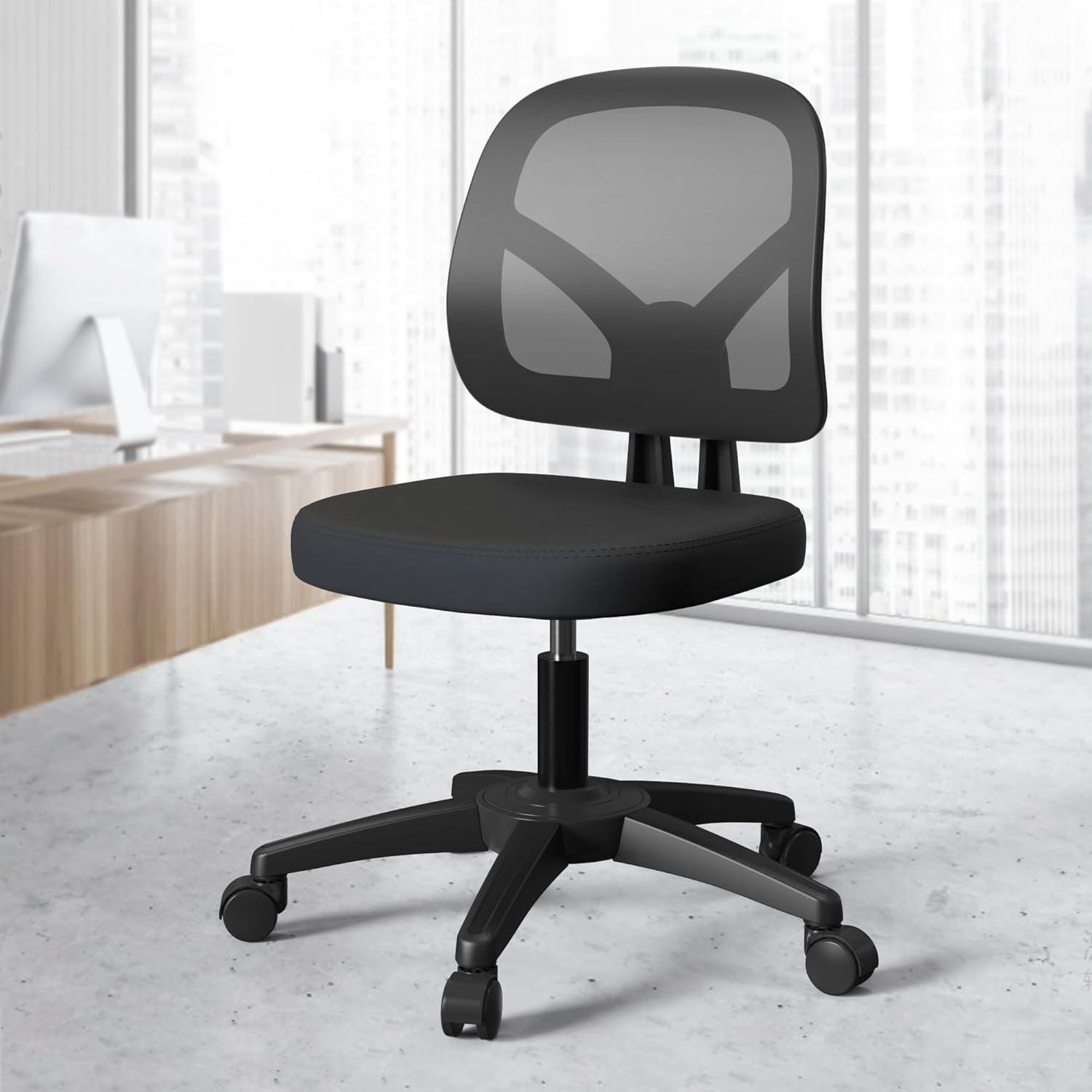 Swivel Mesh Computer Office Desk Chair Without Armrests Adjustable ...