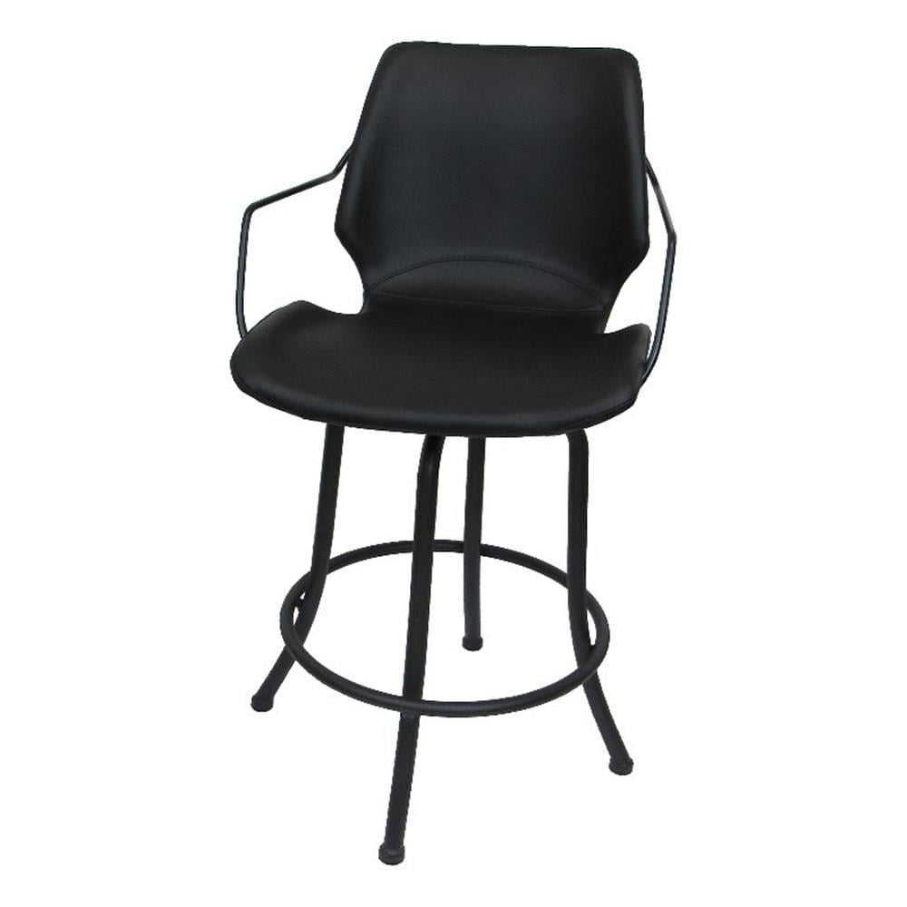 Swivel Metal Bar Stool 30" - Asheville - Black Vinyl - Black Frame ...