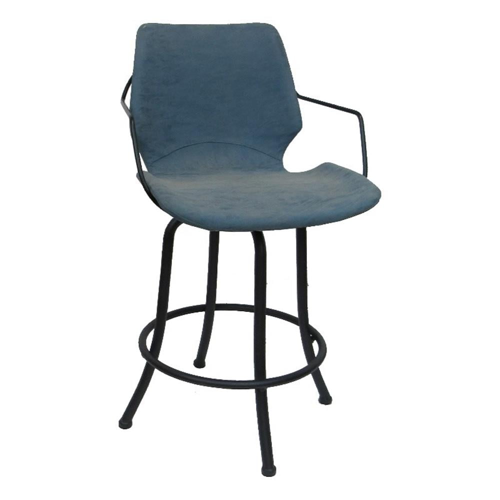 Swivel Metal Bar Stool 30" - Asheville - Blue Vinyl - Black Frame ...