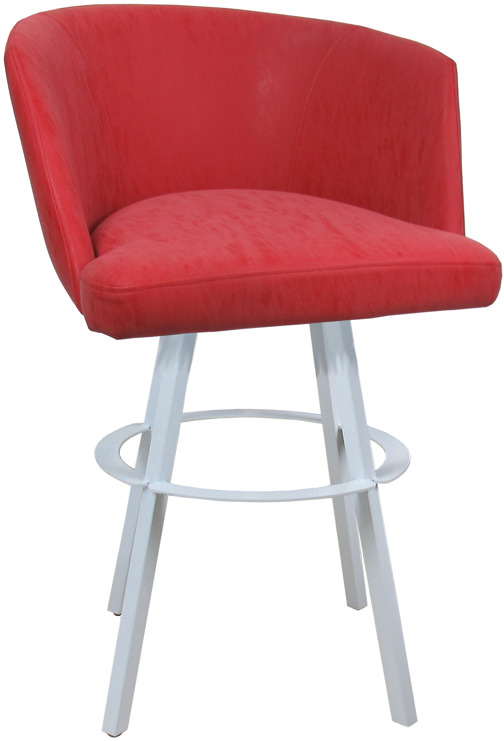 Swivel Metal Bar Stool 30" Seat - Joey - Ruby Vinyl Red - White ...