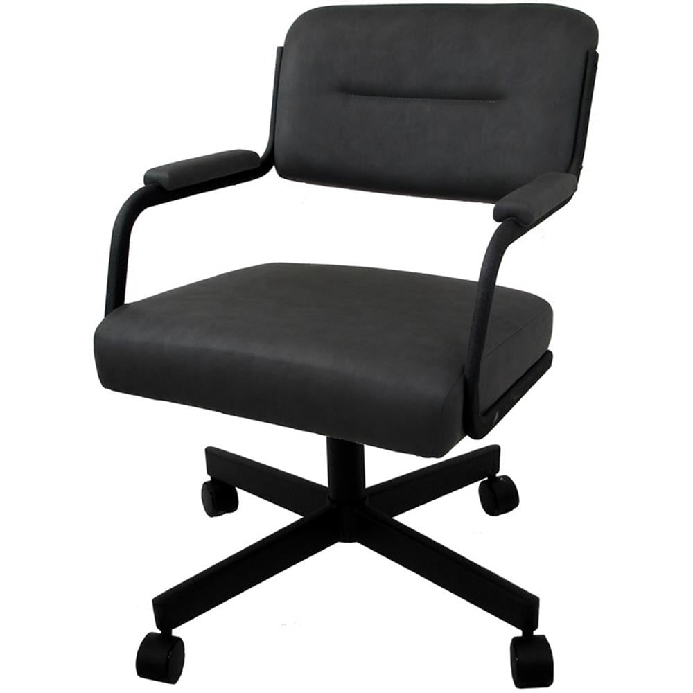 Swivel Metal Caster Dining Chair M-110 - Gray Vinyl - Black - Walmart.com