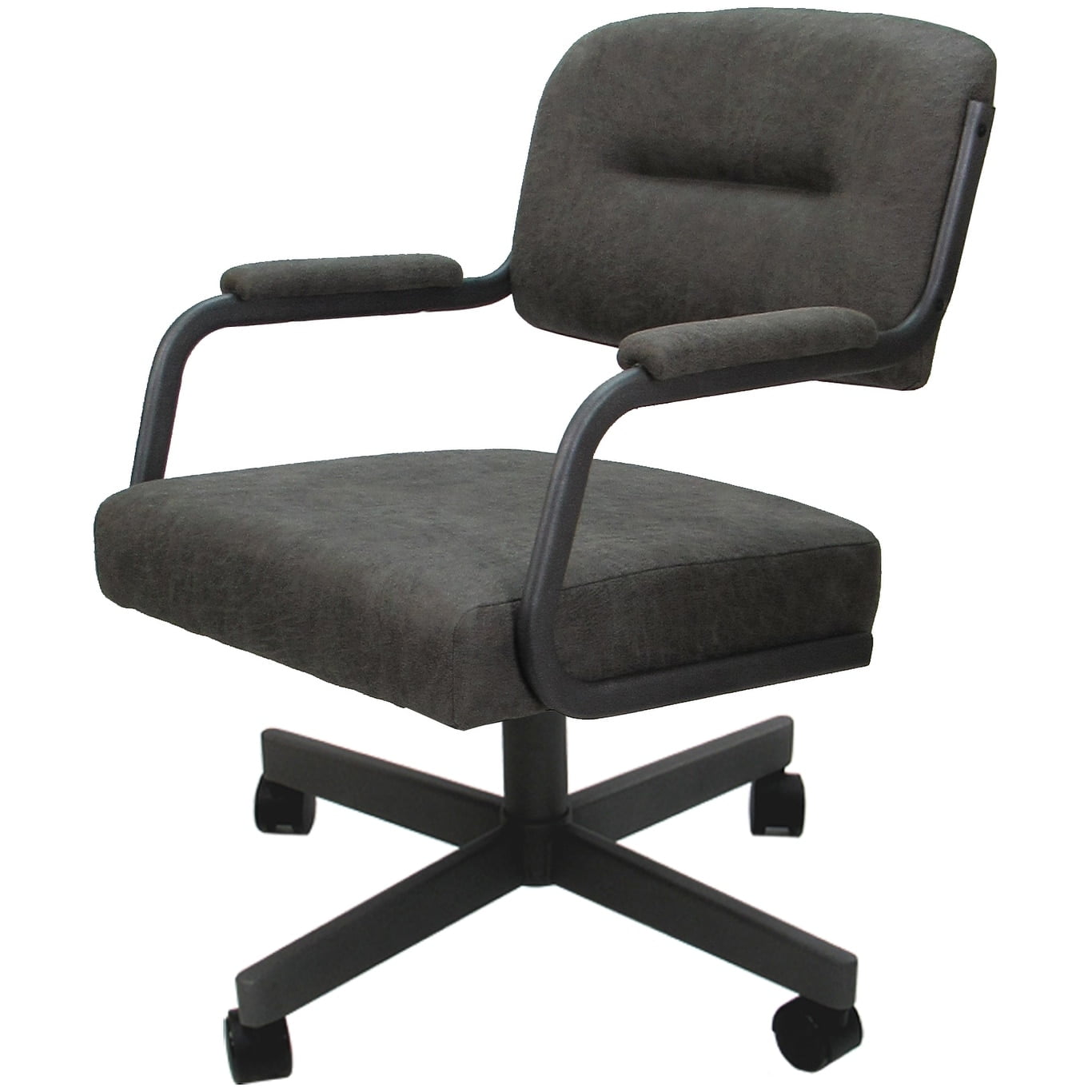 Swivel Metal Dining Caster Chair- M-110 - Dark Gray Fabric - Gray Frame ...