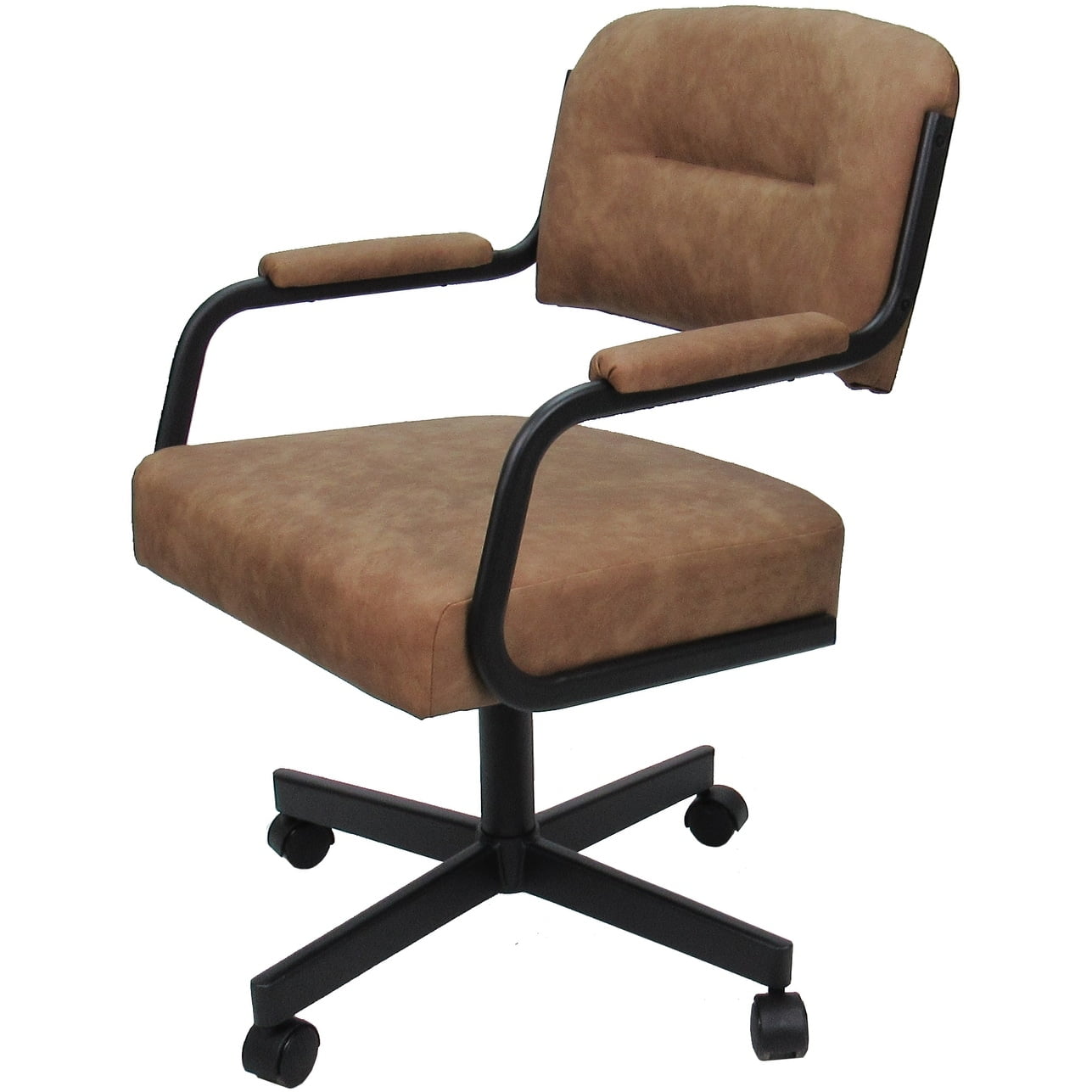 Swivel Metal Dining Caster Chair- M-110 - Pecan Brown Vinyl - Black ...