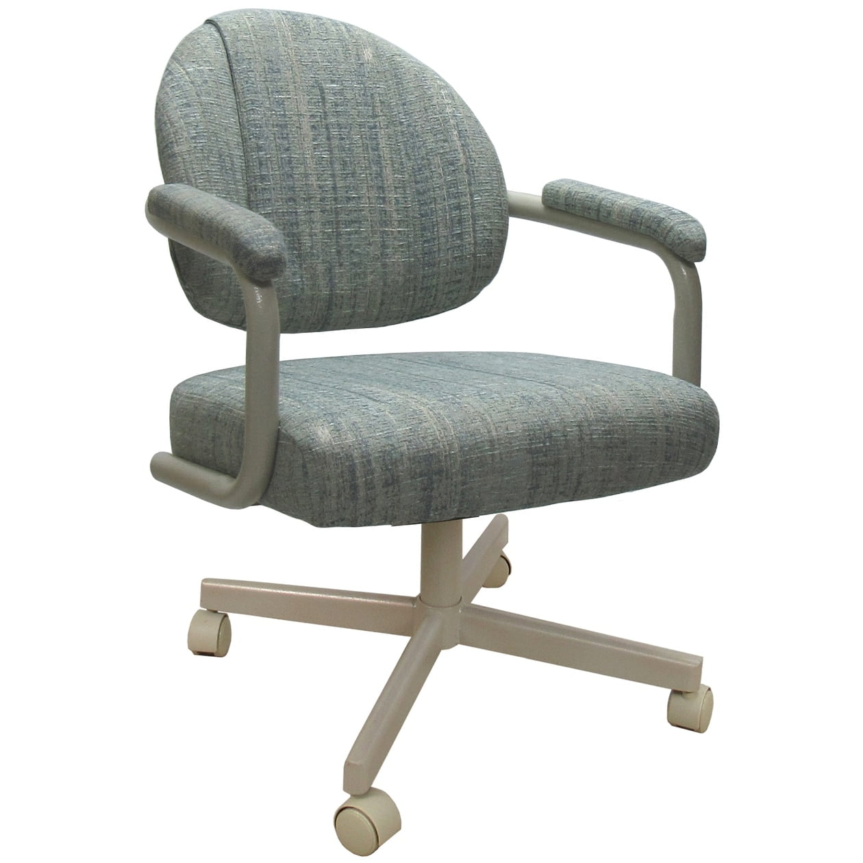 Swivel Metal Dining Caster Chair- M-70 - Blue Fabric - Beige Metal ...