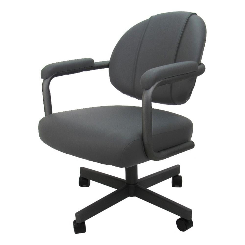 M-70 Swivel Metal Dining Caster Chair with Wheels - Grey Vinyl - Grey ...