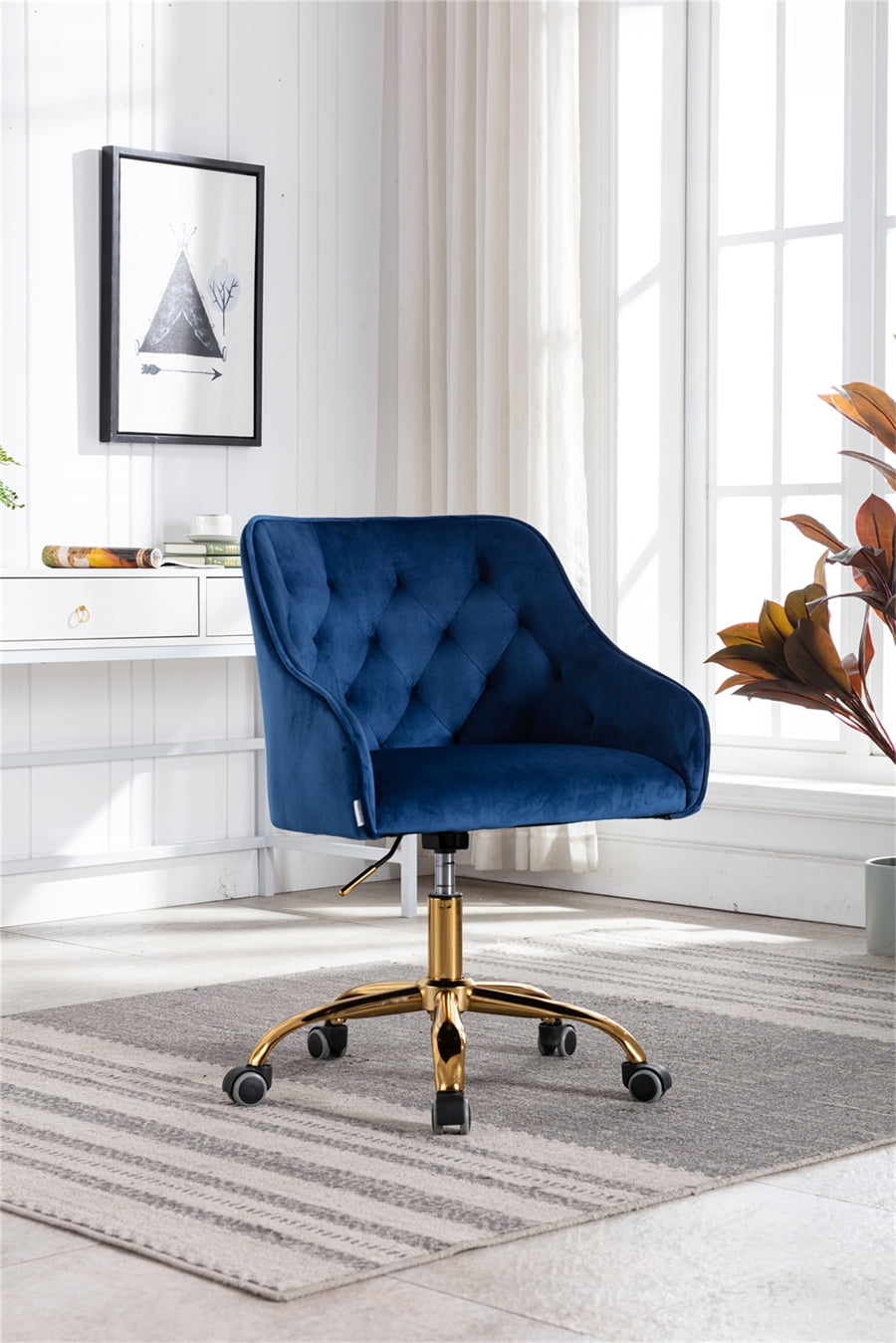 Swivel Office Chair with Adjustable Height, Velvet Home Office Desk ...