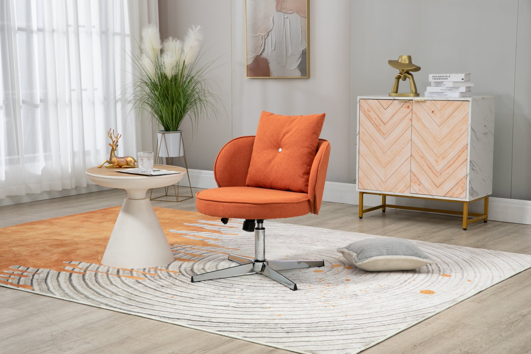 Swivel Office Chair with Adjustable Height and Wing Shaped Backrest ...