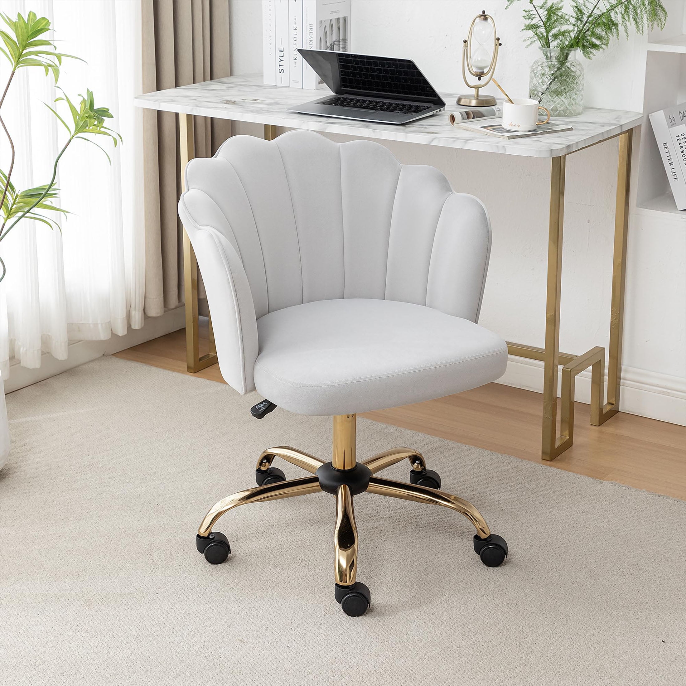 Swivel Office Chair, Modern Home Office Chair, Velvet Desk Chair with ...