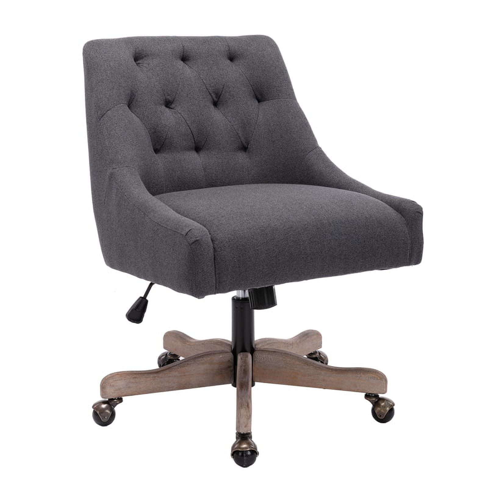 Swivel Office Chair, Modern Tufted Linen Upholstered Swivel Task Chair ...