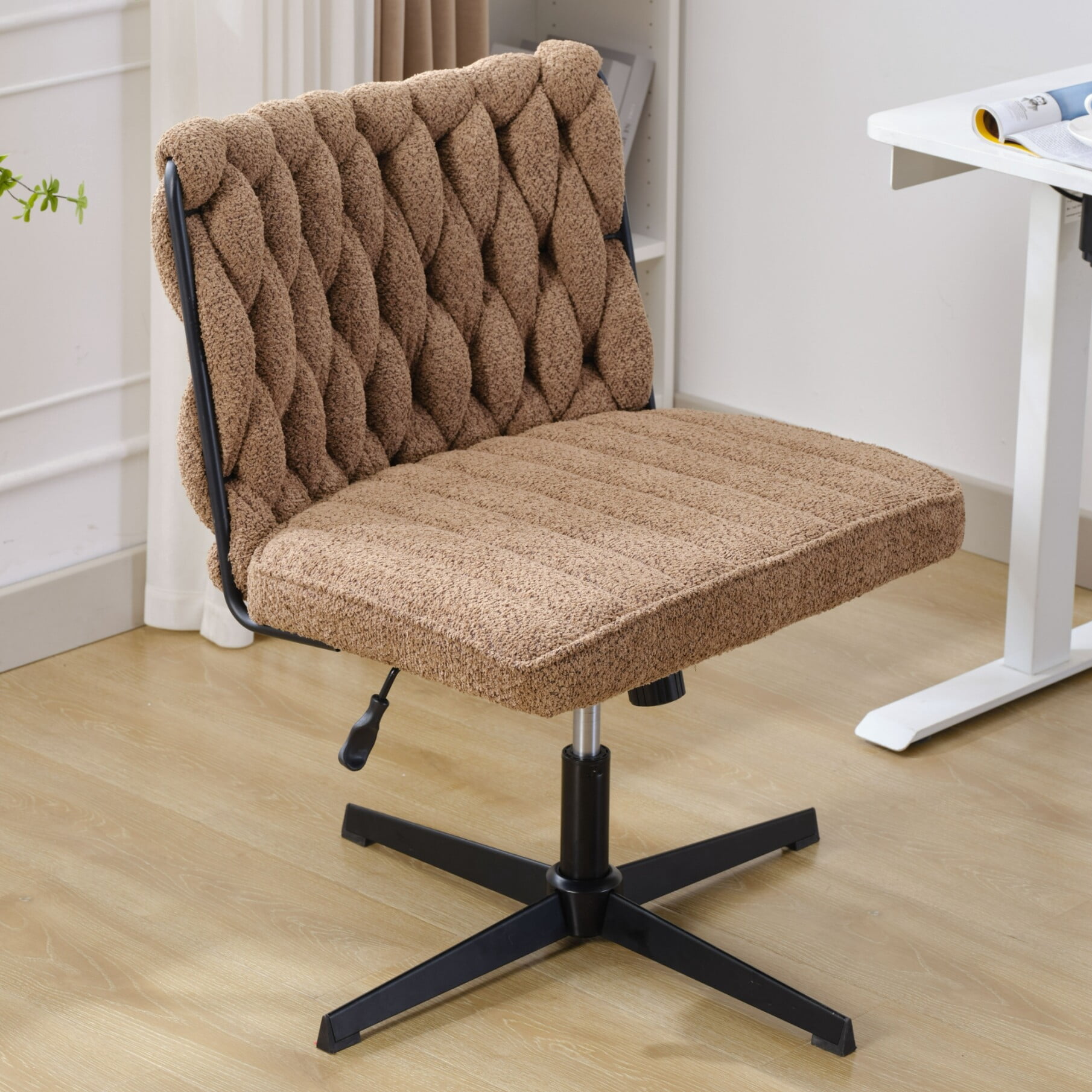 Swivel Office Chair with Woven Backrest, Modern Adjustable Lift Armless ...