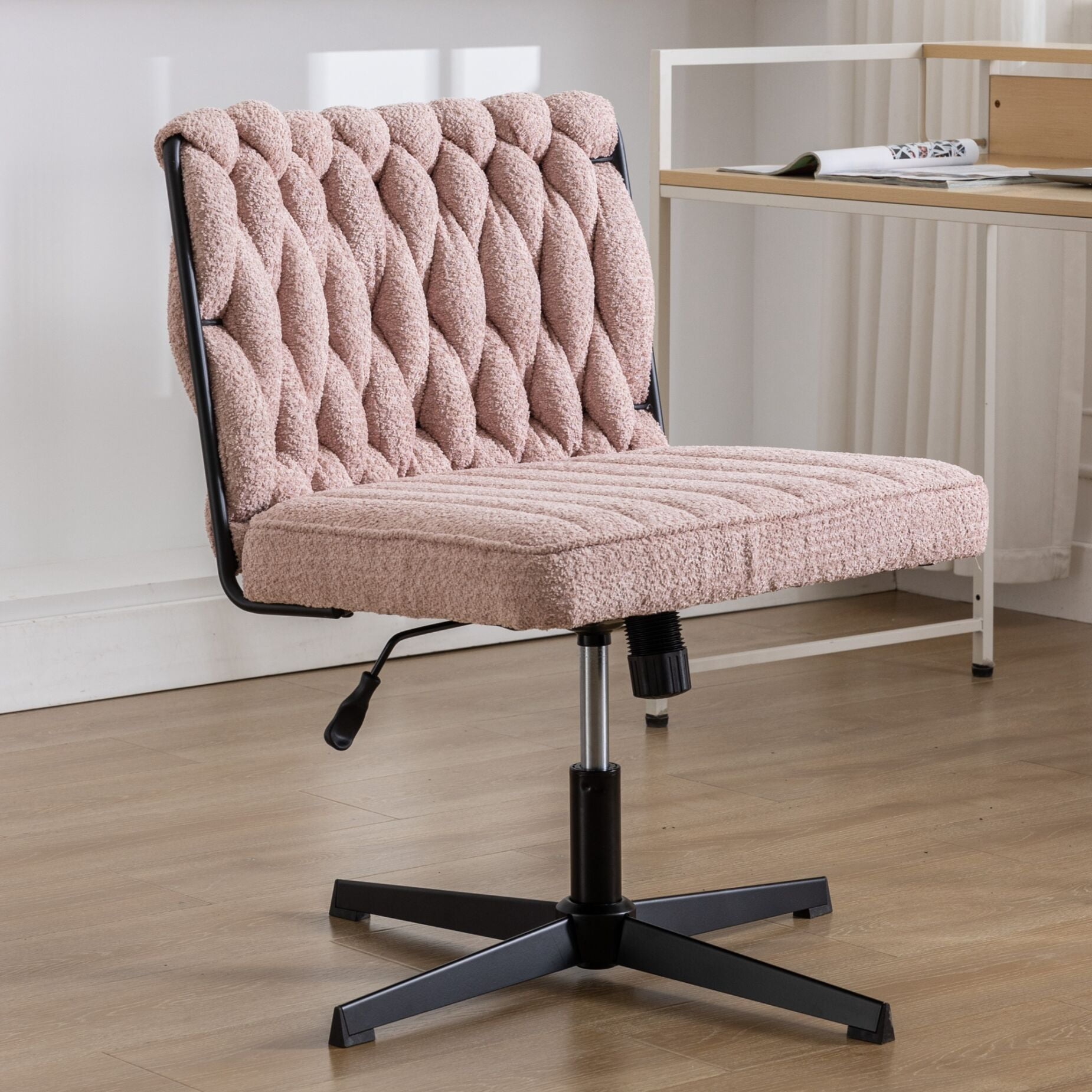 Swivel Office Chair with Woven Backrest, Modern Adjustable Lift Armless ...