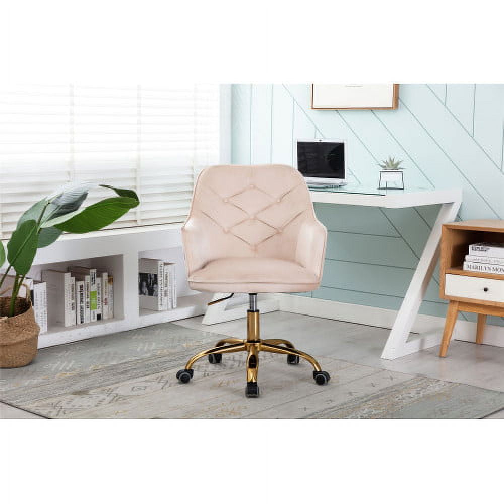 Swivel Office chair, Upholstered Velvet Shell Chair with Wheels and ...